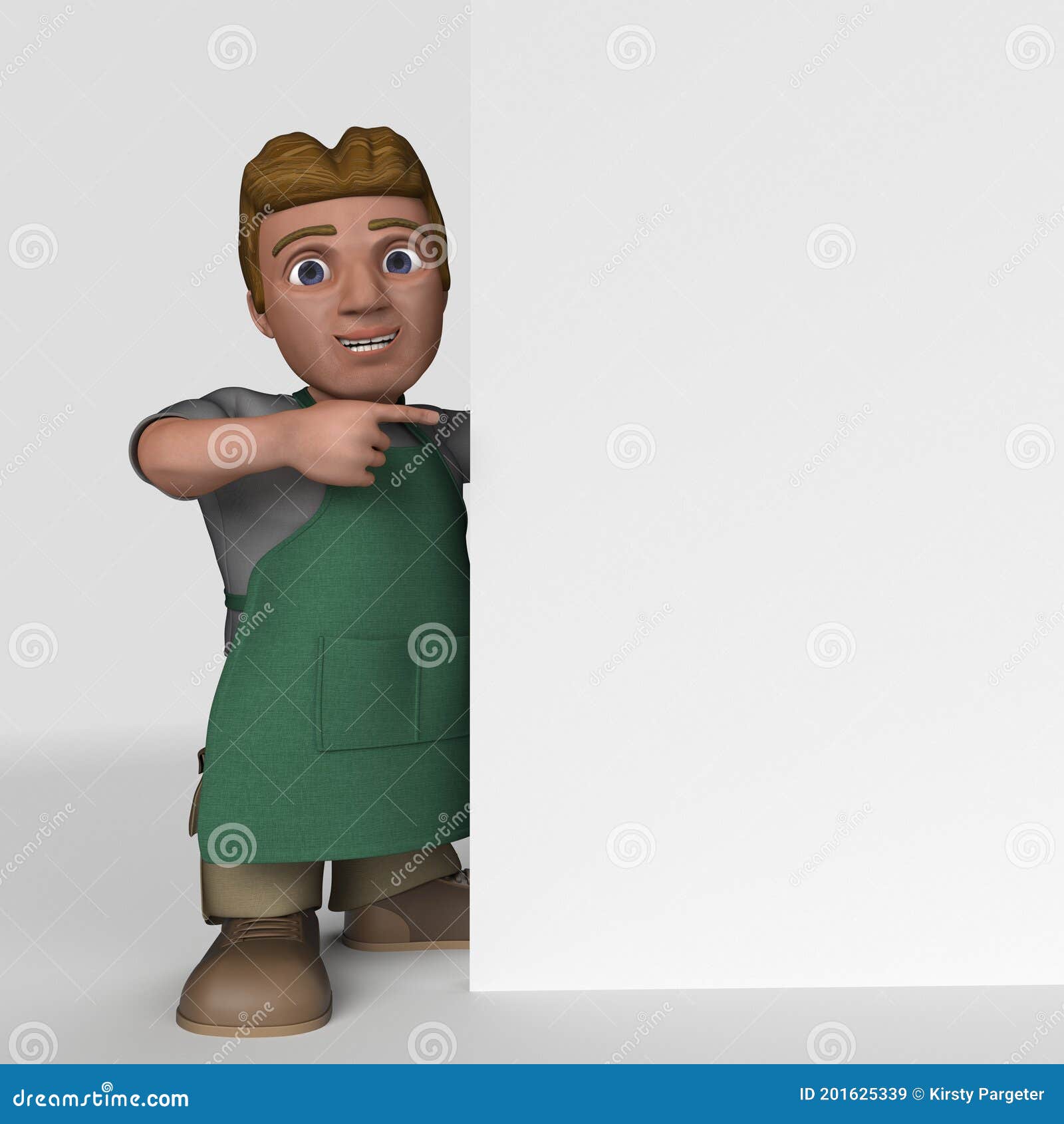 3D Cartoon Shop Keeper Character Stock Illustration - Illustration of ...