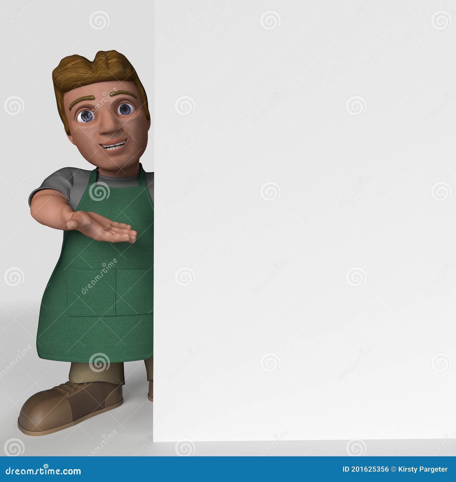 3D Cartoon Shop Keeper Character Stock Illustration - Illustration of ...