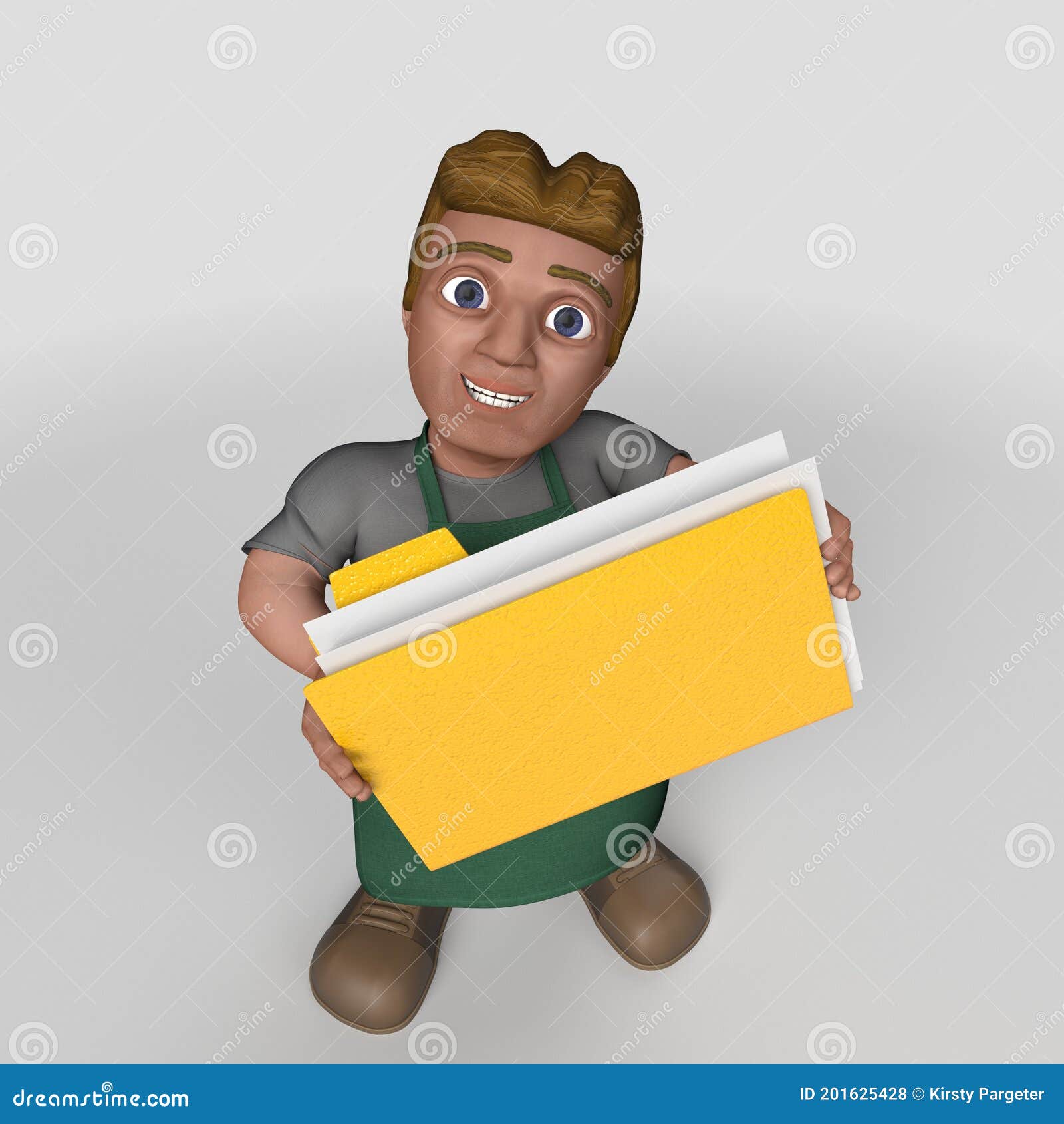 3D Cartoon Shop Keeper Character Stock Illustration - Illustration of ...