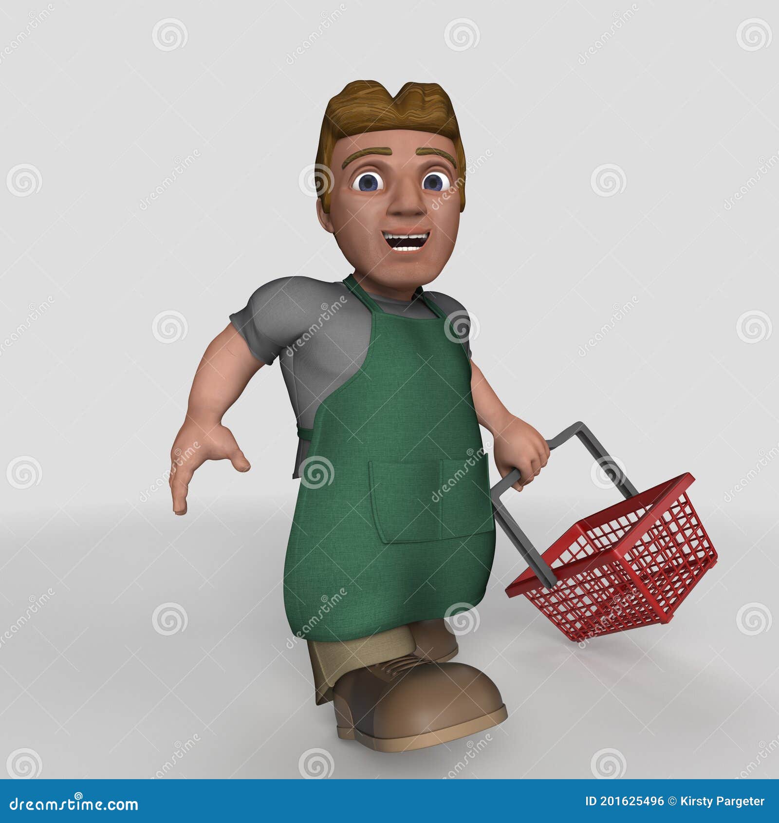 3D Cartoon Shop Keeper Character Stock Illustration - Illustration of ...