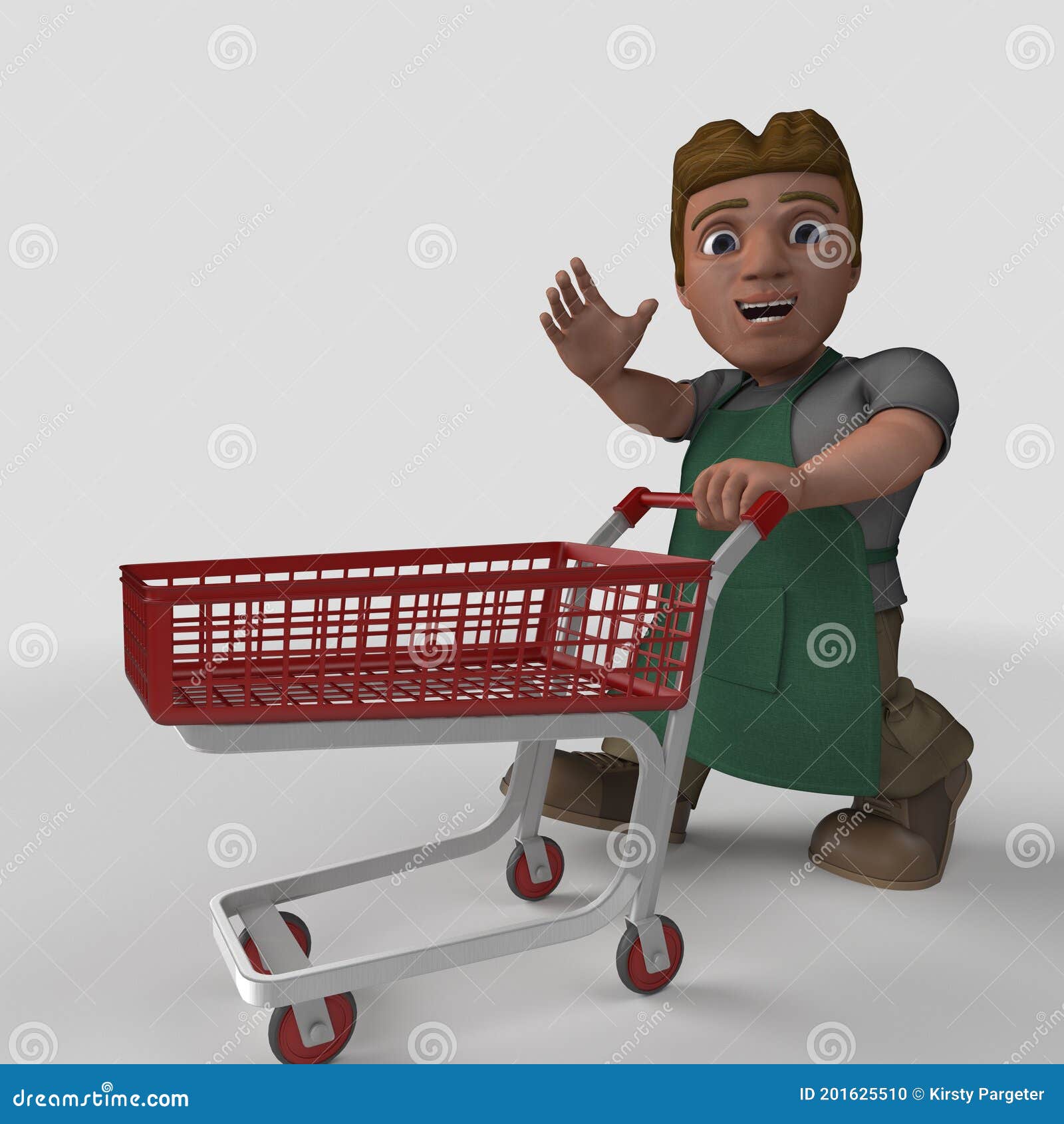 3D Cartoon Shop Keeper Character Stock Illustration - Illustration of ...