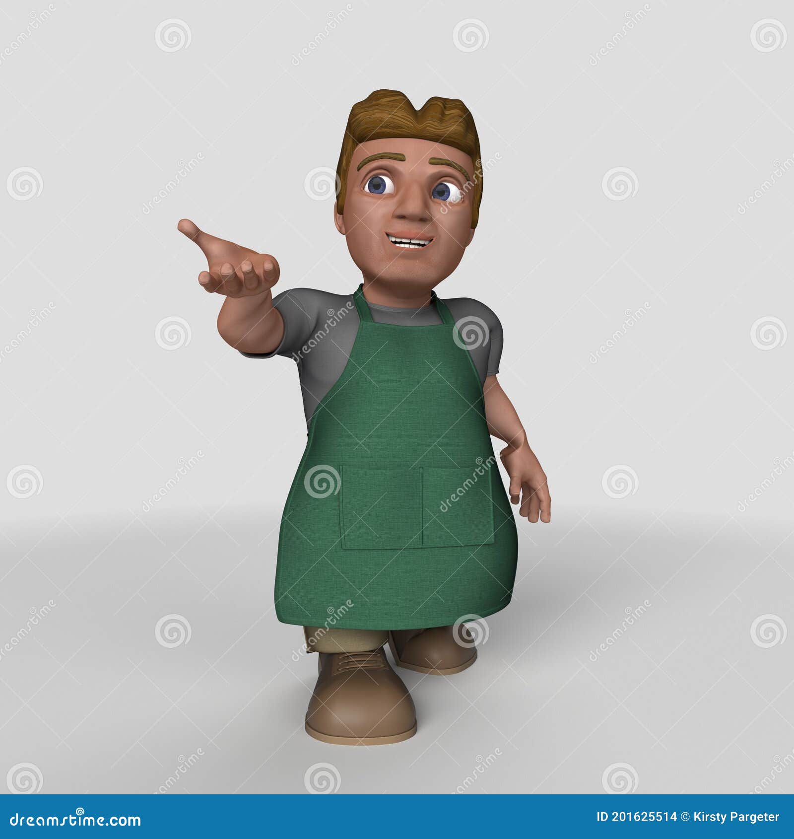 3D Cartoon Shop Keeper Character Stock Illustration - Illustration of ...