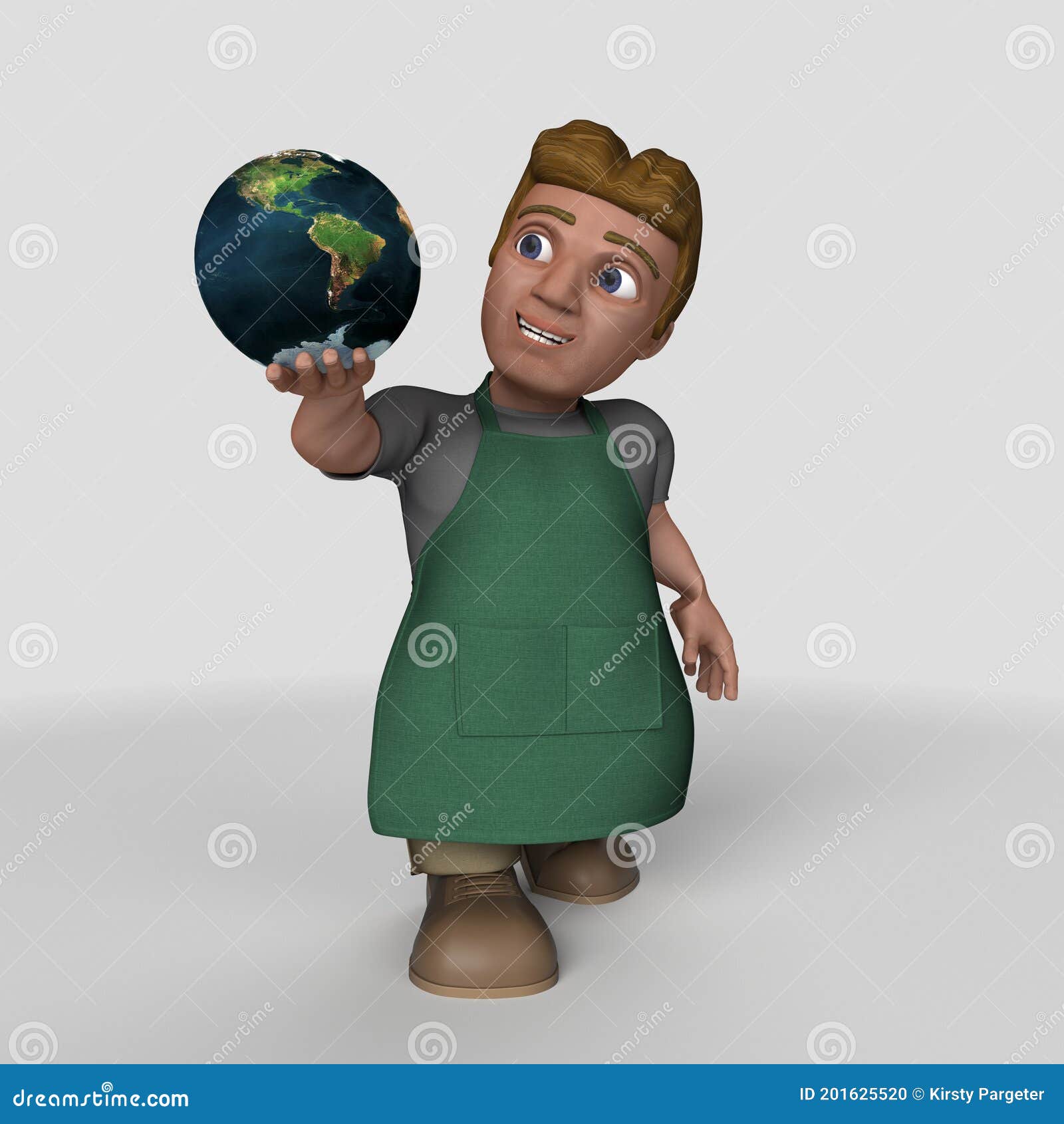 3D Cartoon Shop Keeper Character Stock Illustration - Illustration of ...