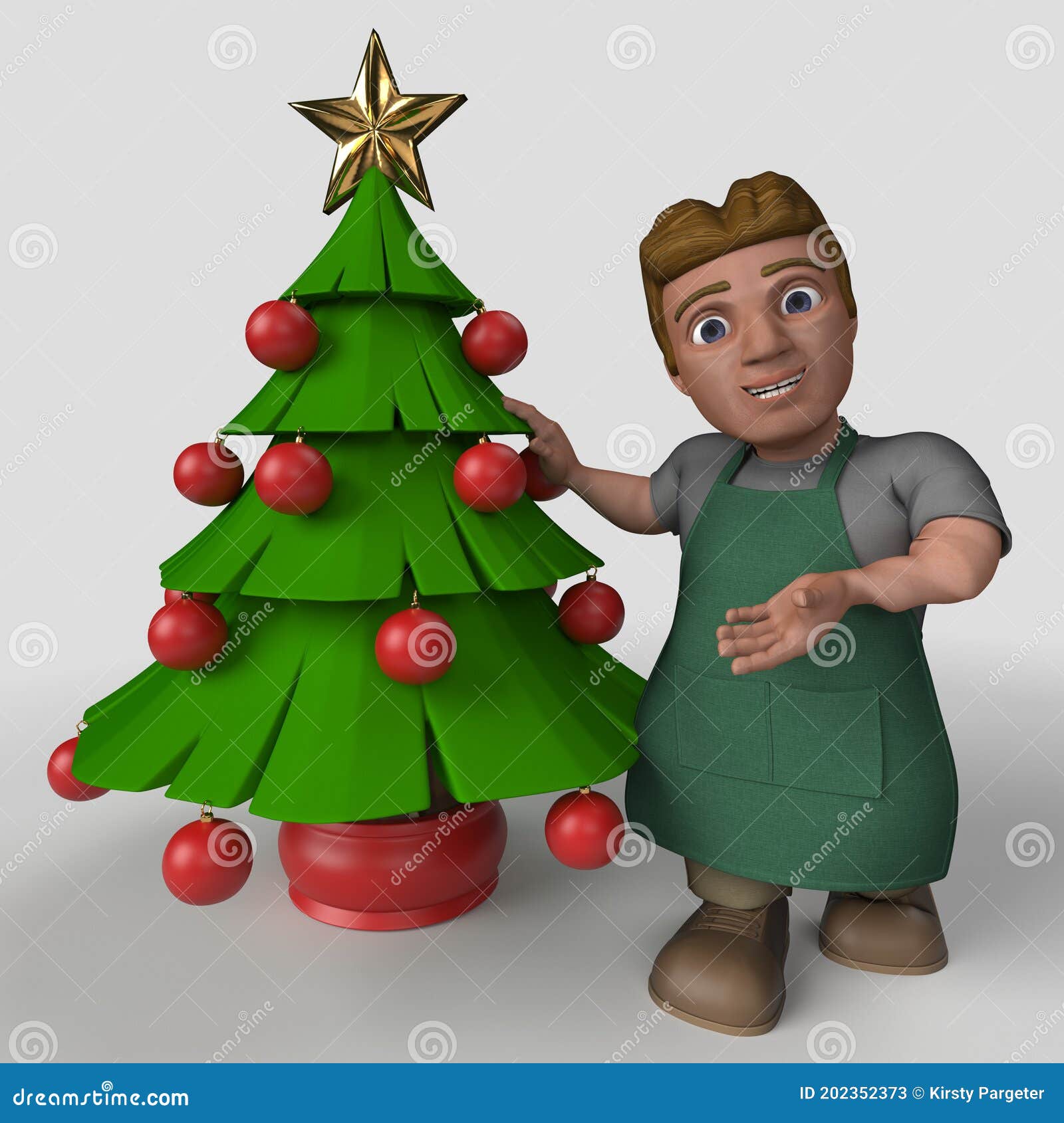3D Cartoon Shop Keeper Character Stock Illustration - Illustration of ...