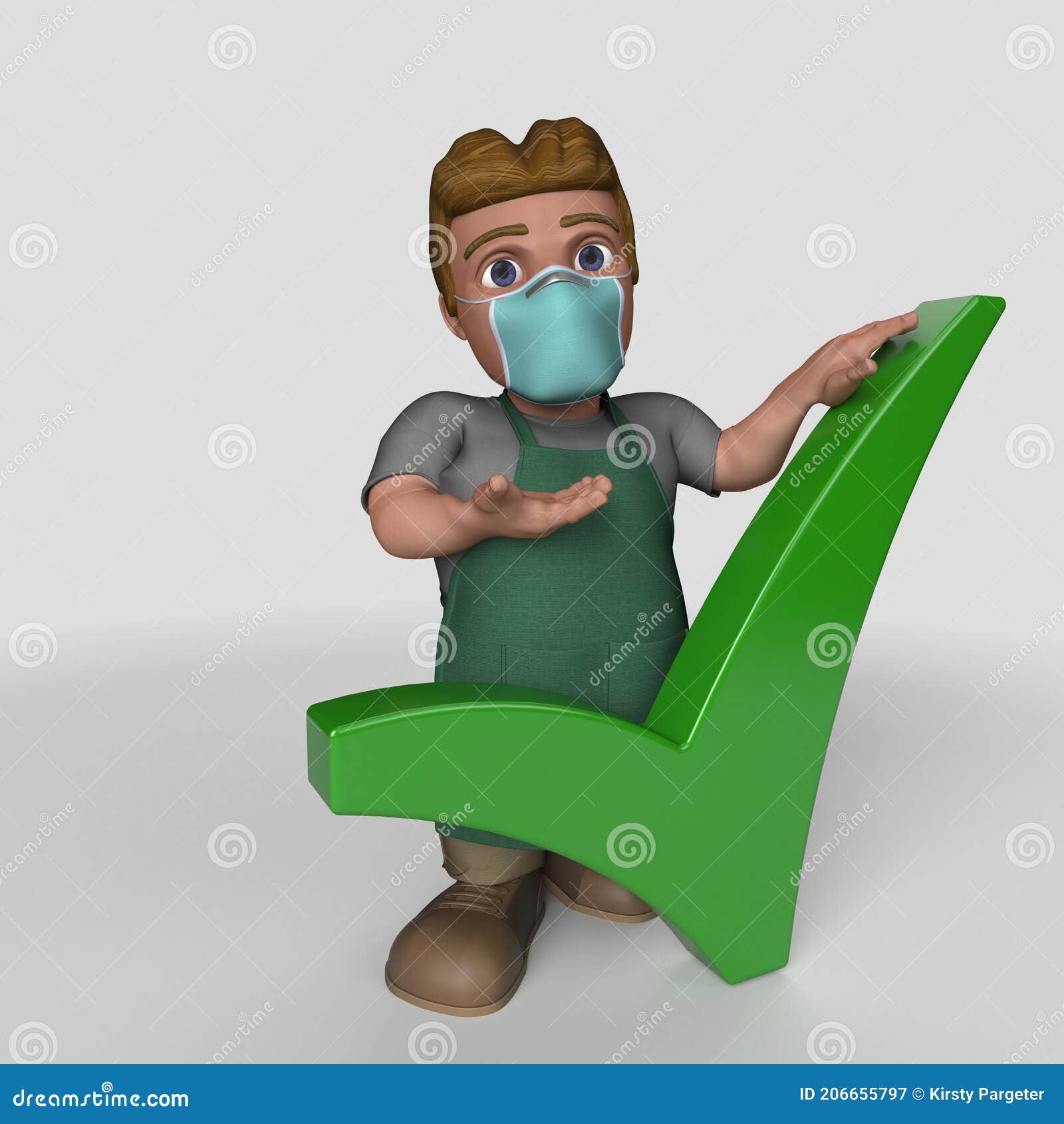 3D Cartoon Shop Keeper Character Stock Illustration - Illustration of ...