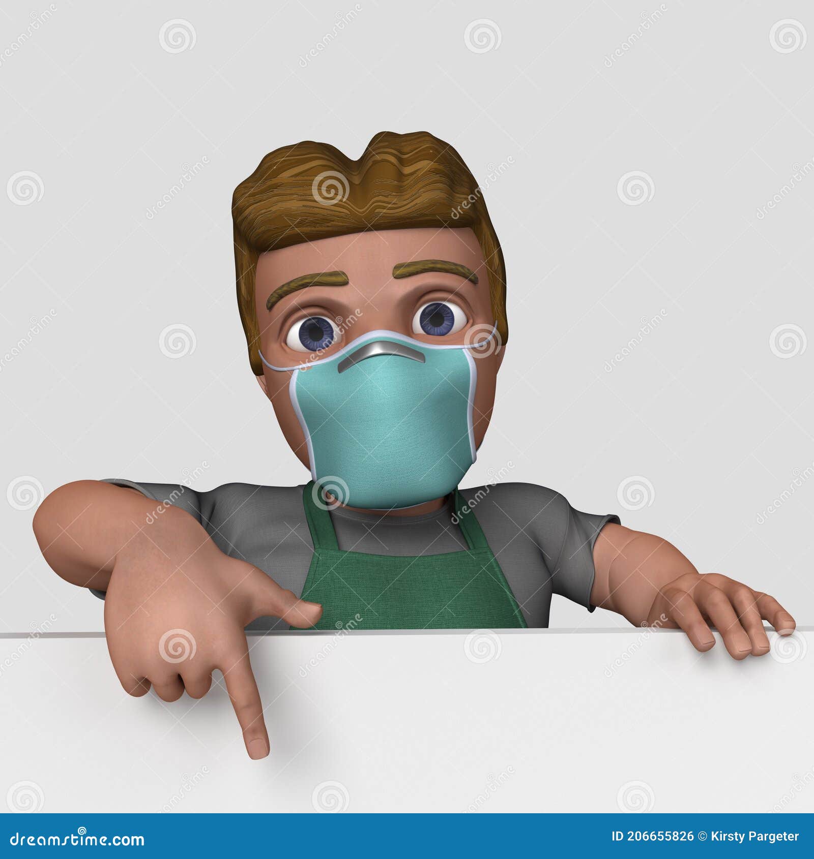 3D Cartoon Shop Keeper Character Stock Illustration - Illustration of ...