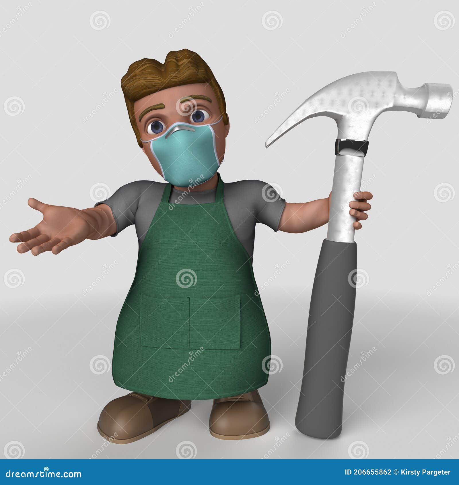 3D Cartoon Shop Keeper Character Stock Illustration - Illustration of ...