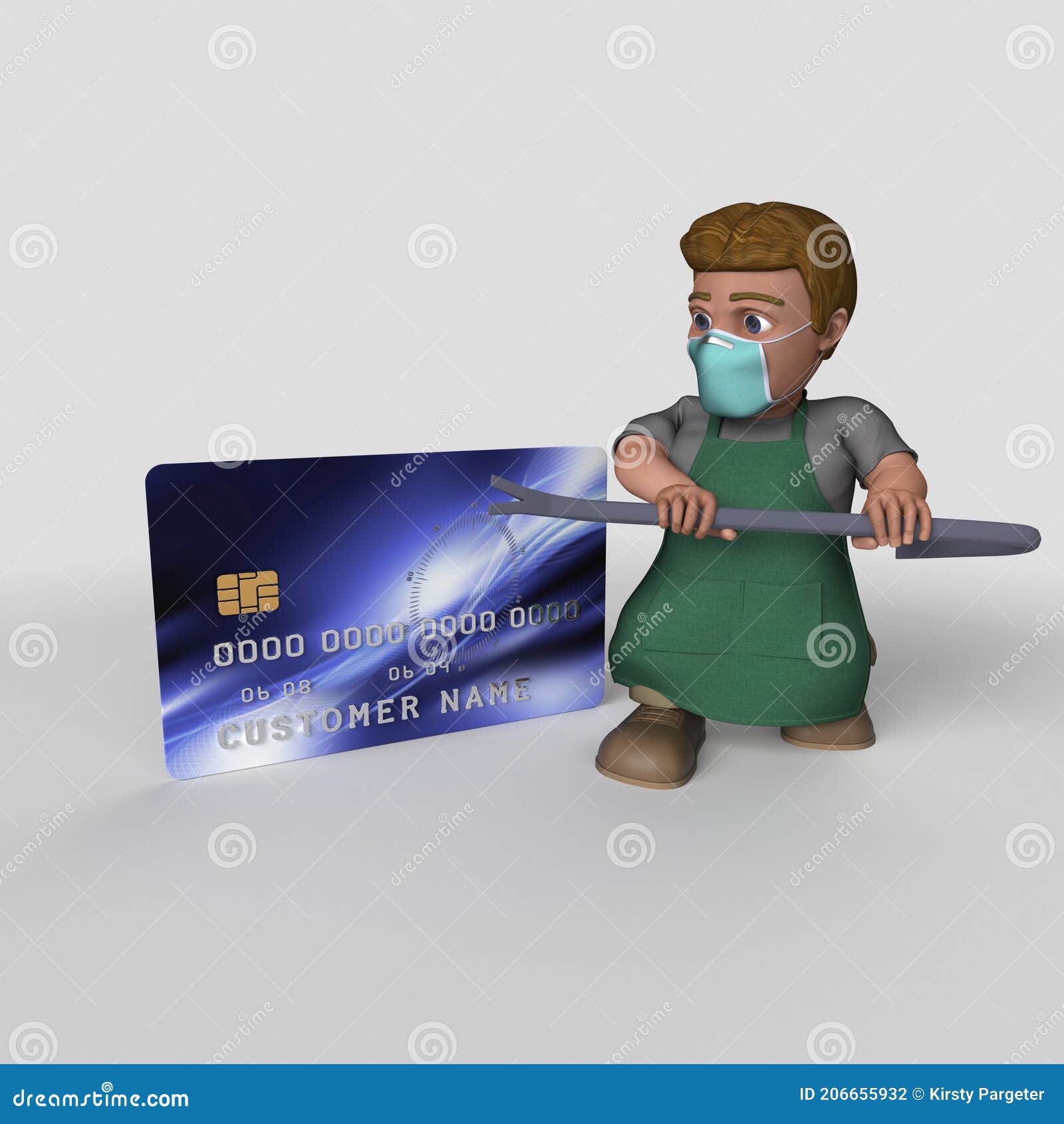 3D Cartoon Shop Keeper Character Stock Illustration - Illustration of ...