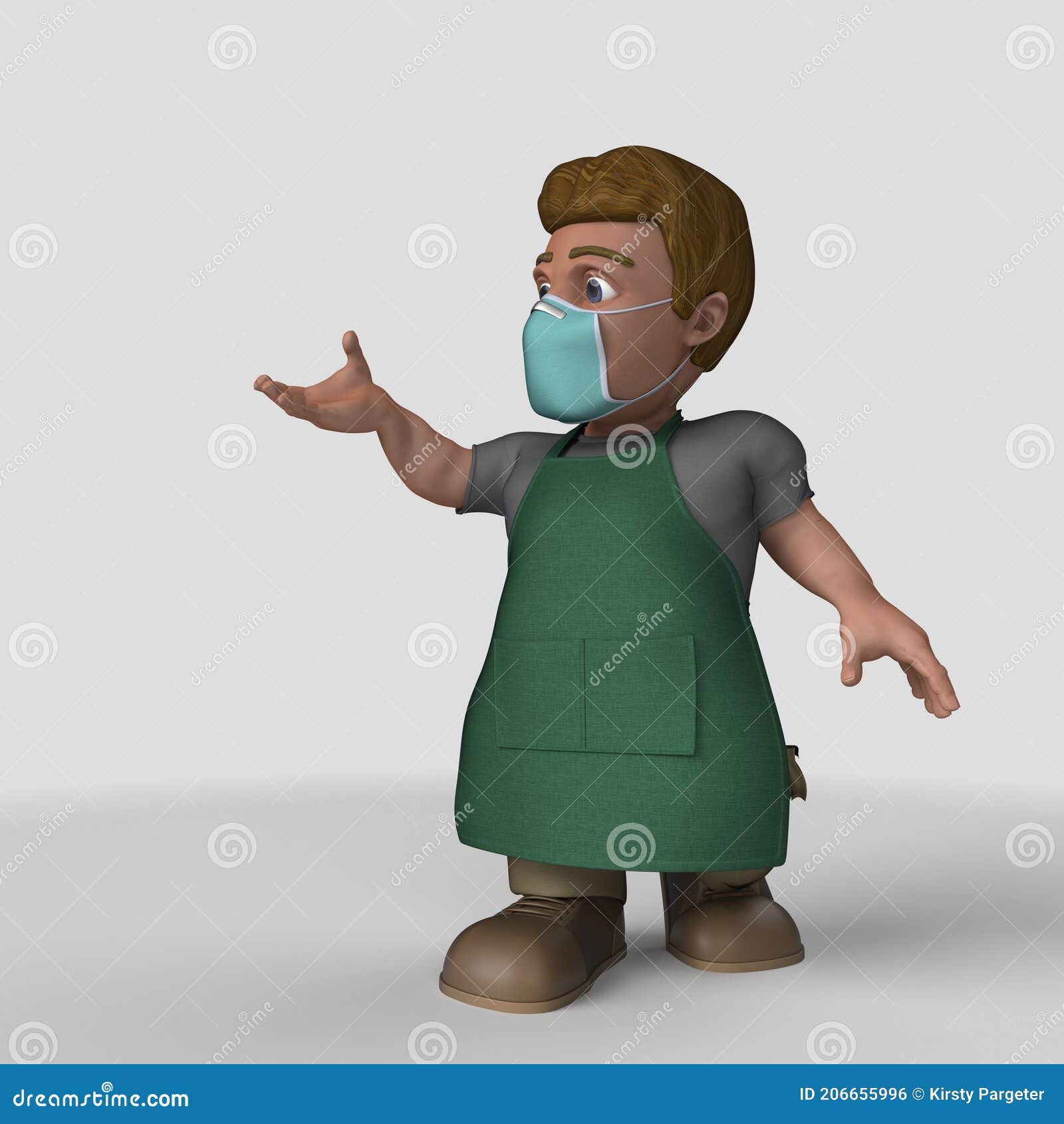 3D Cartoon Shop Keeper Character Stock Illustration - Illustration of ...