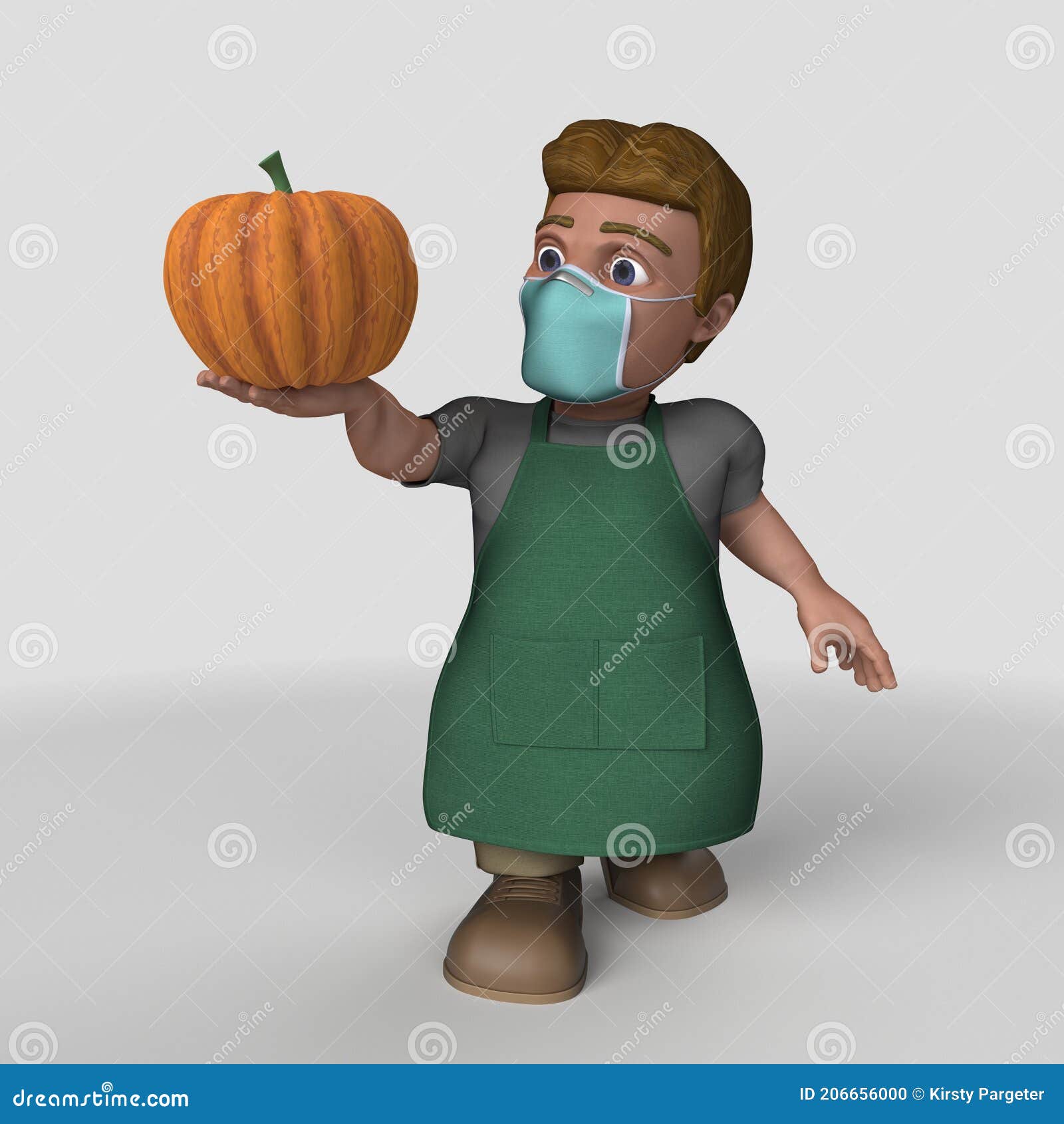 3D Cartoon Shop Keeper Character Stock Illustration - Illustration of ...