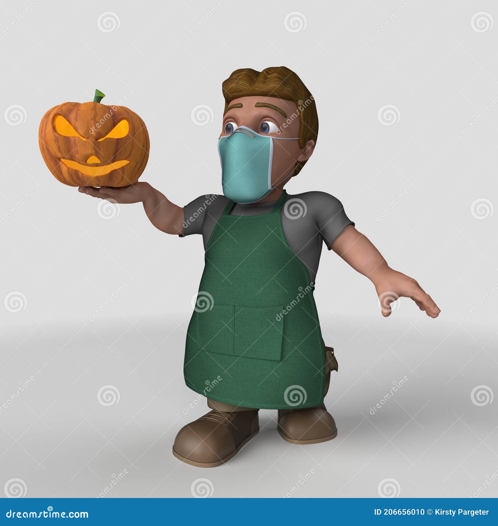 3D Cartoon Shop Keeper Character Stock Illustration - Illustration of ...