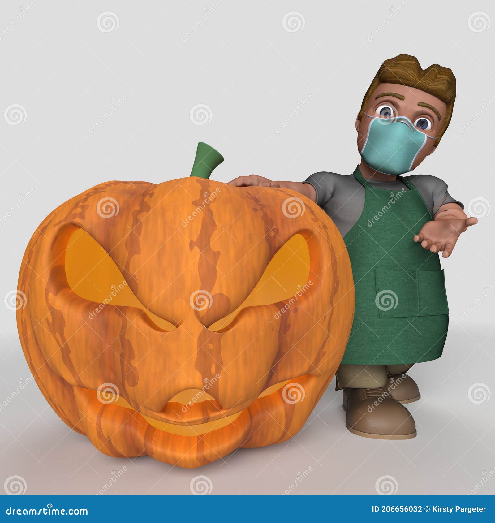 3D Cartoon Shop Keeper Character Stock Illustration - Illustration of ...