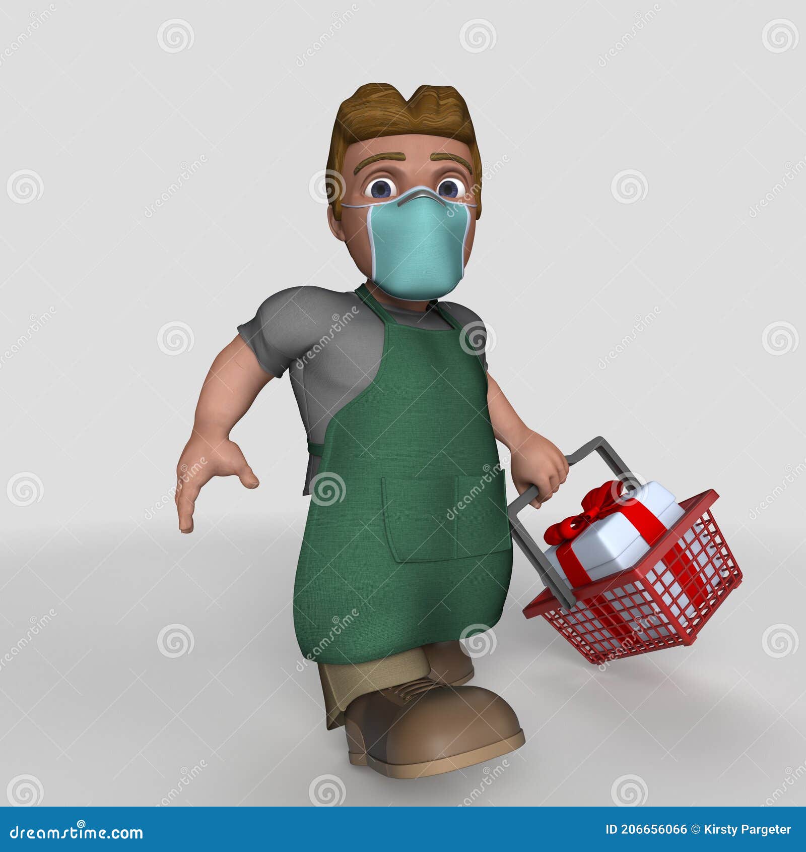 3D Cartoon Shop Keeper Character Stock Illustration - Illustration of ...