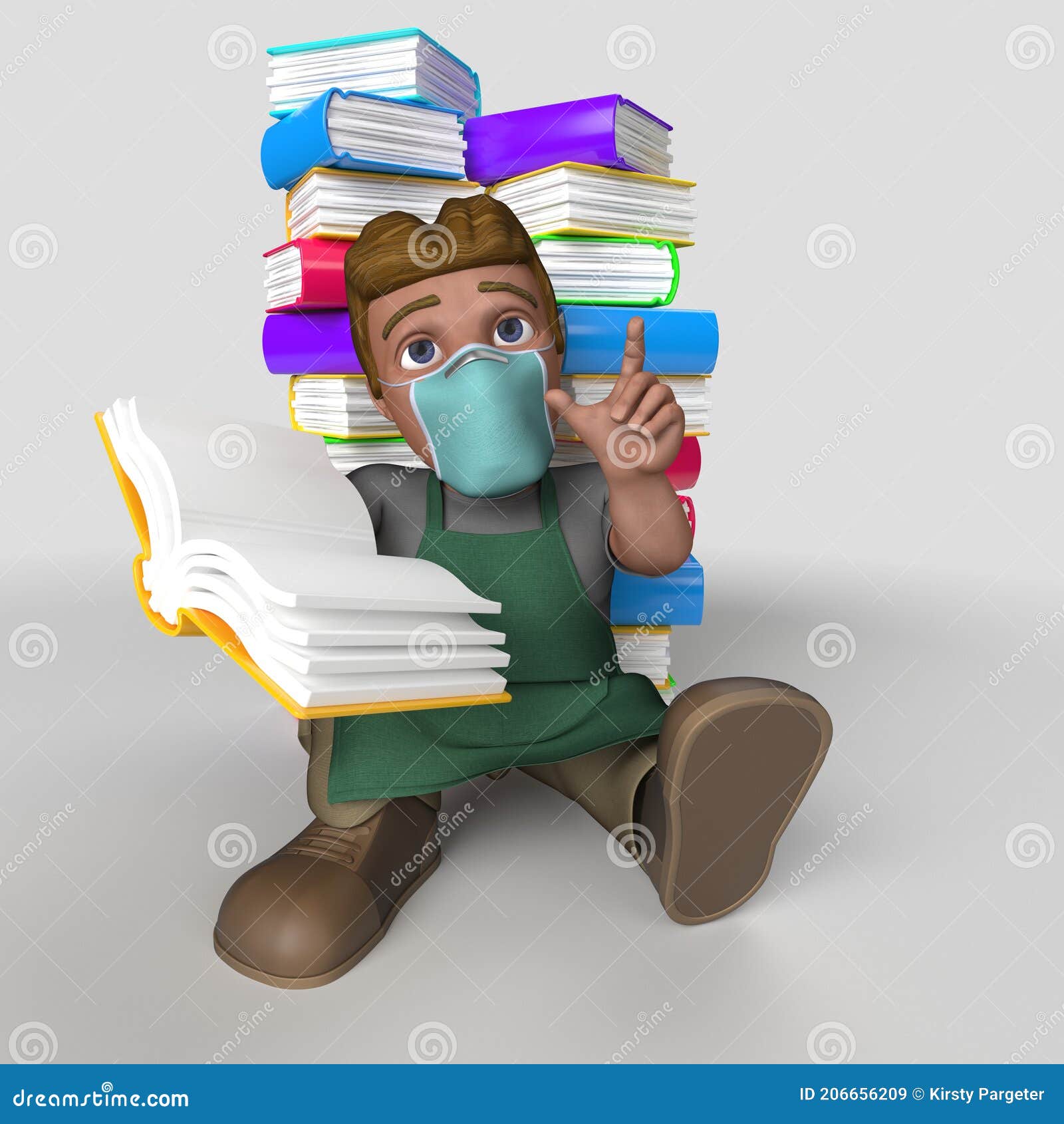 3D Cartoon Shop Keeper Character Stock Illustration - Illustration of ...