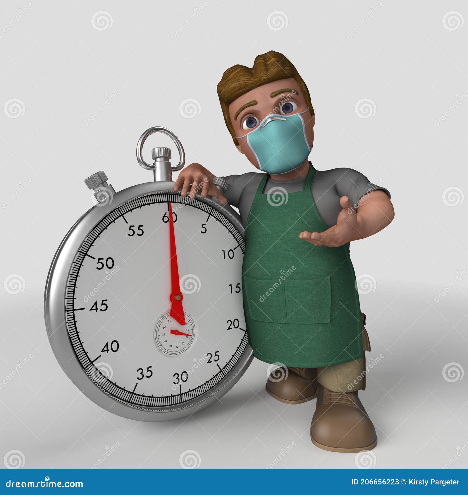 3D Cartoon Shop Keeper Character Stock Illustration - Illustration of ...