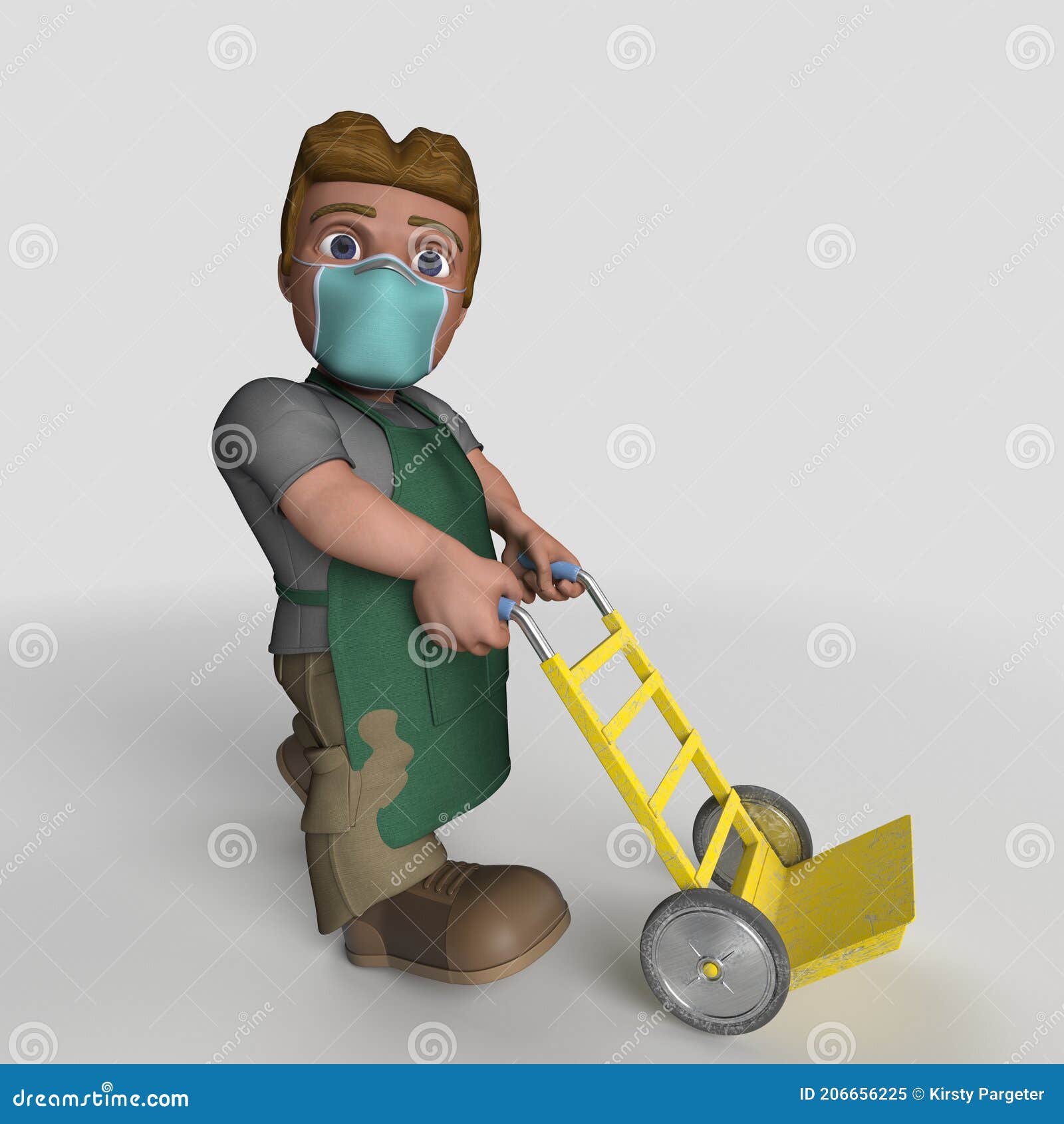 3D Cartoon Shop Keeper Character Stock Illustration - Illustration of ...