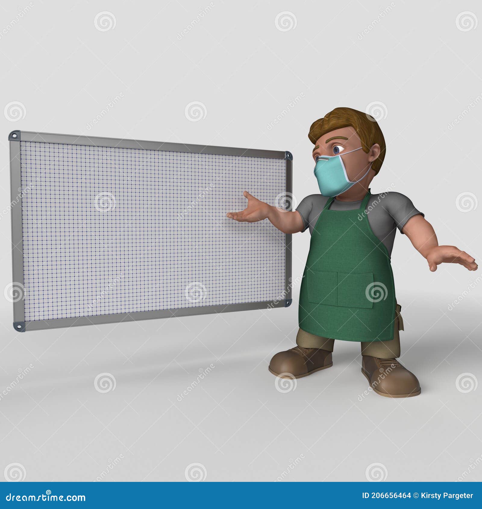 3D Cartoon Shop Keeper Character Stock Illustration - Illustration of ...