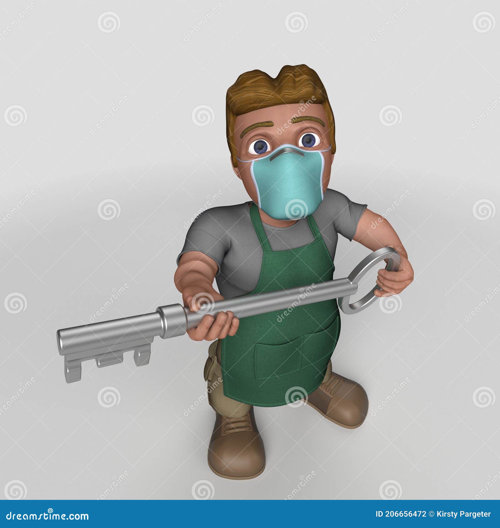 3D Cartoon Shop Keeper Character Stock Illustration - Illustration of ...