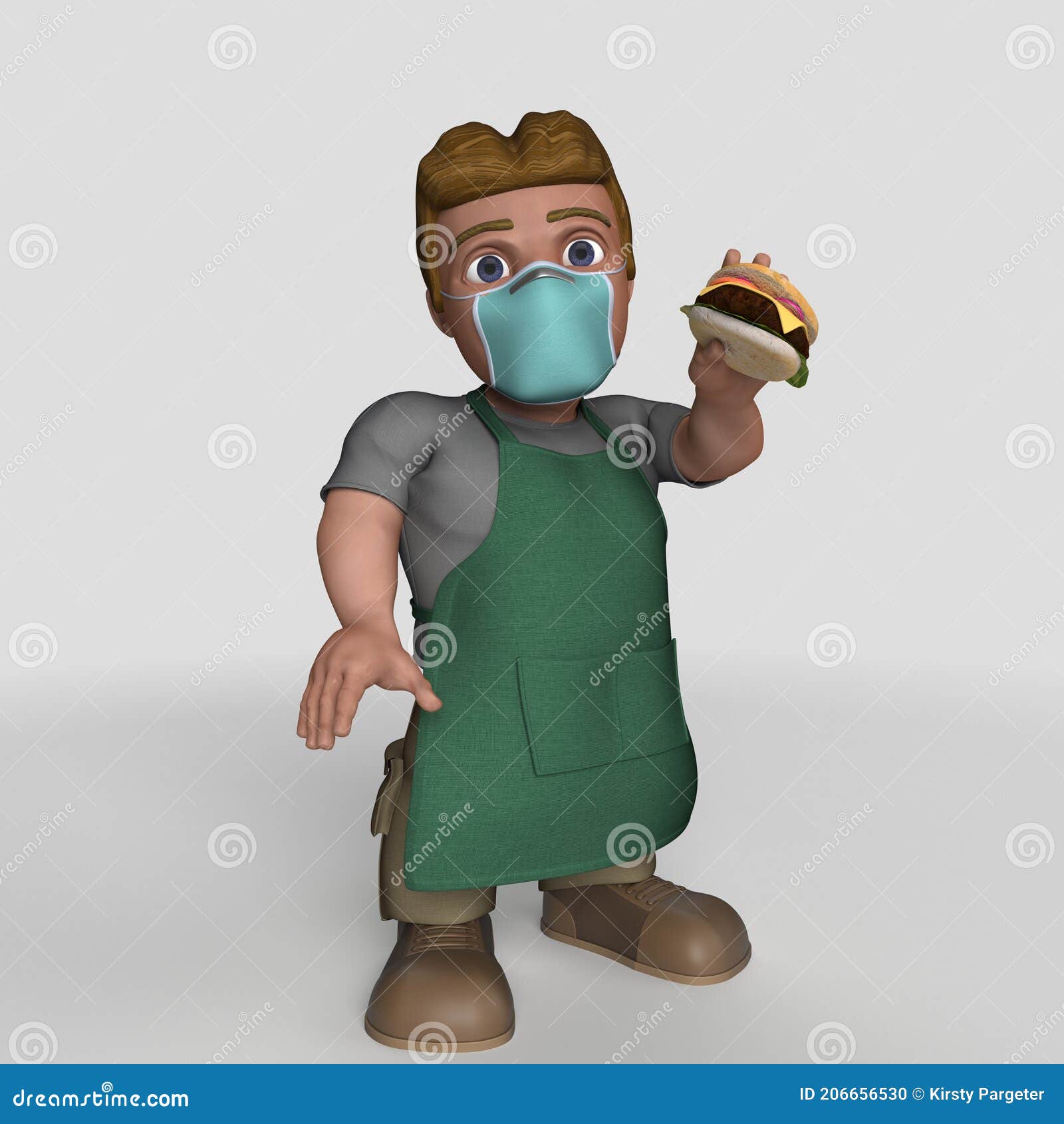3D Cartoon Shop Keeper Character Stock Illustration - Illustration of ...