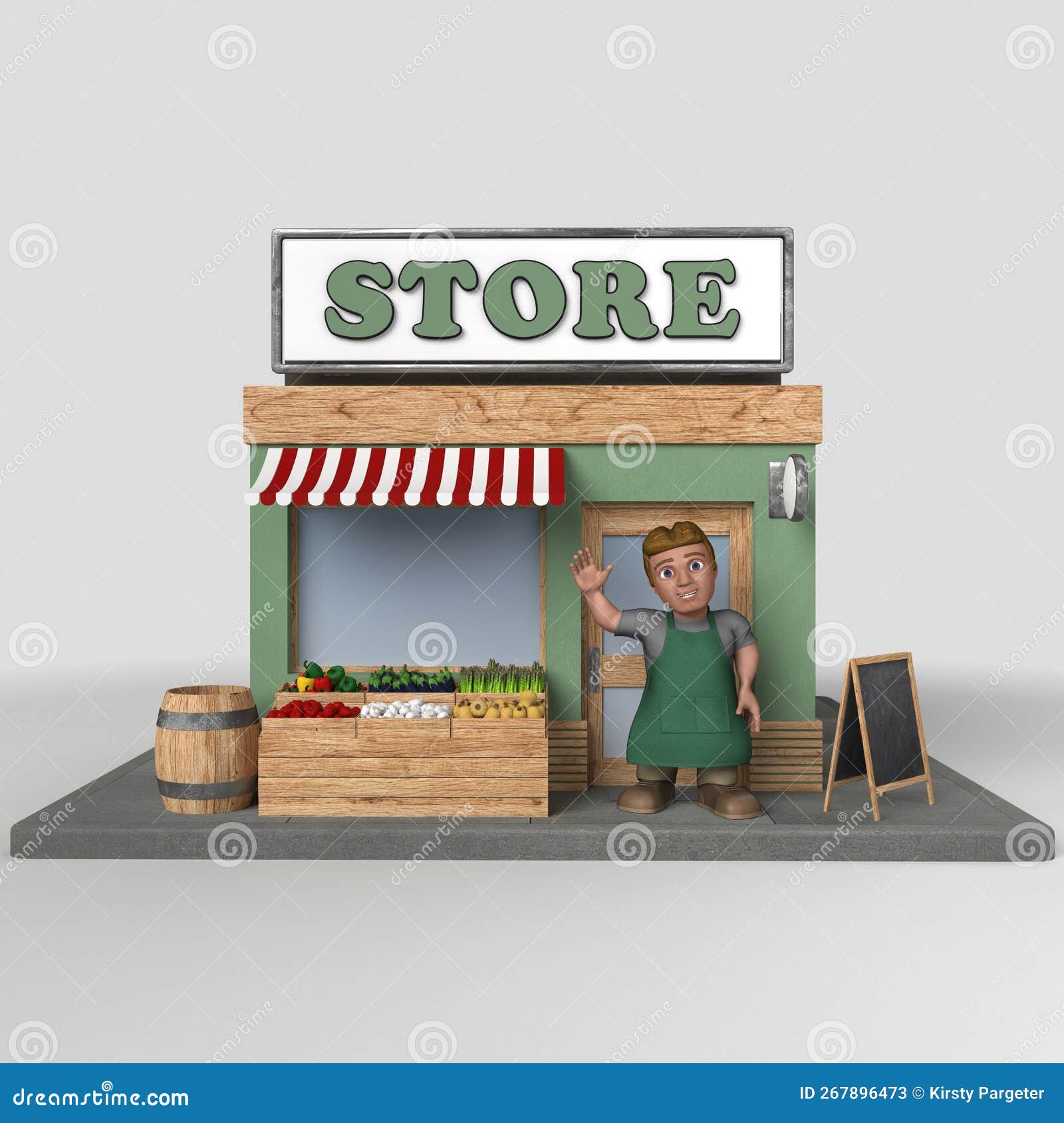 3D Cartoon Shop Keeper Character Stock Illustration - Illustration of ...