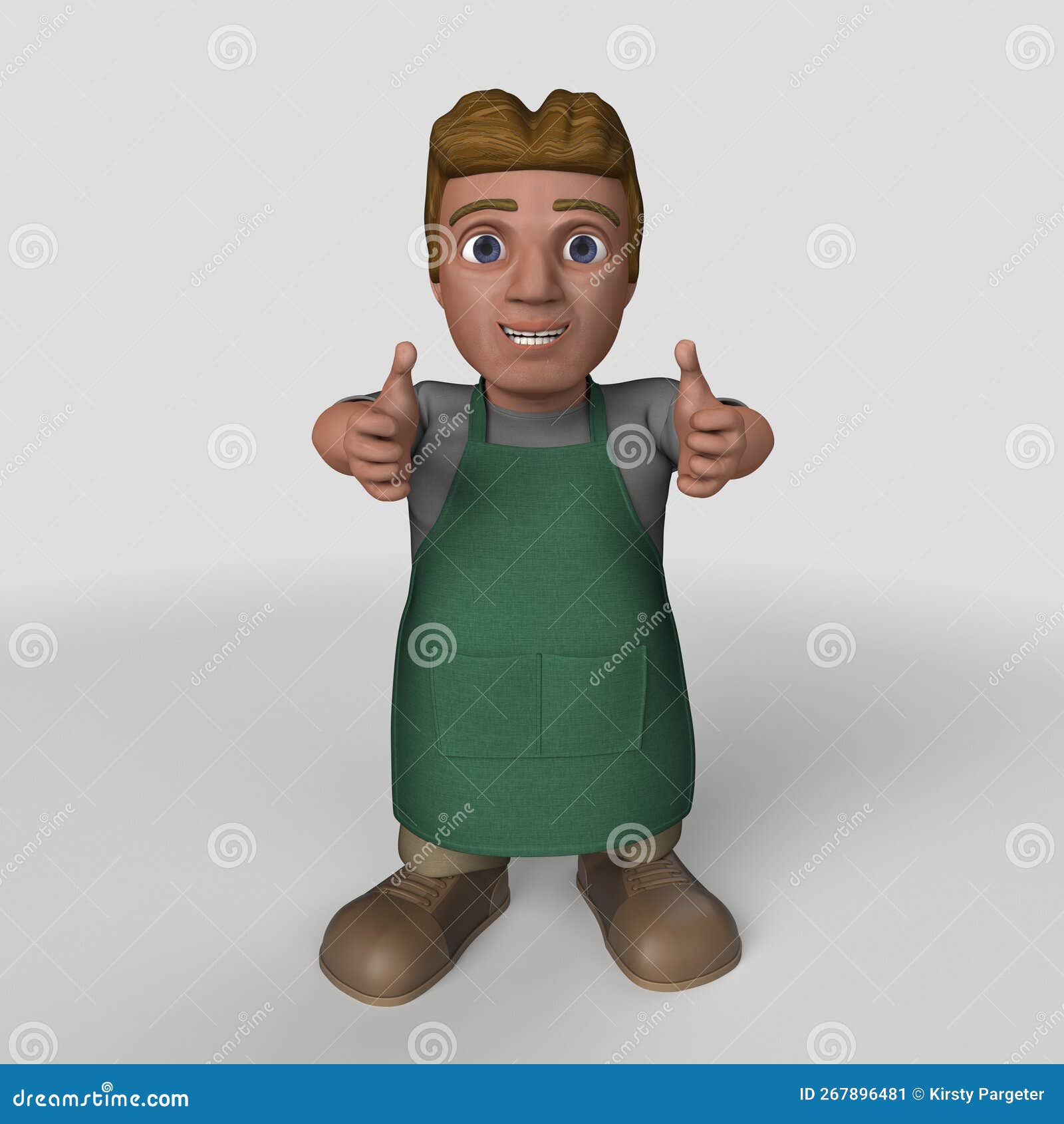 3D Cartoon Shop Keeper Character Stock Illustration - Illustration of ...
