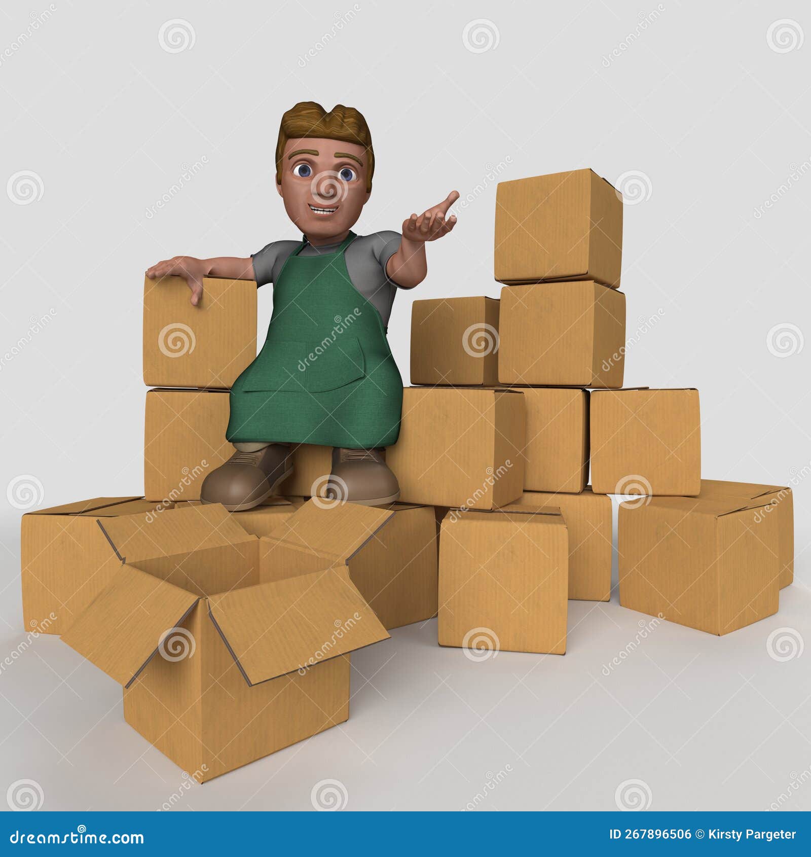 3D Cartoon Shop Keeper Character Stock Illustration - Illustration of ...