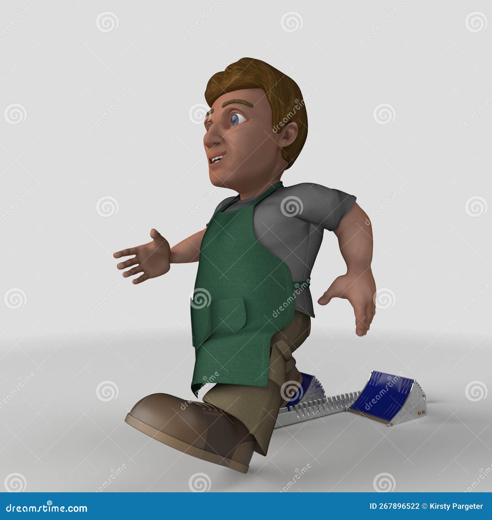 3D Cartoon Shop Keeper Character Stock Illustration - Illustration of ...