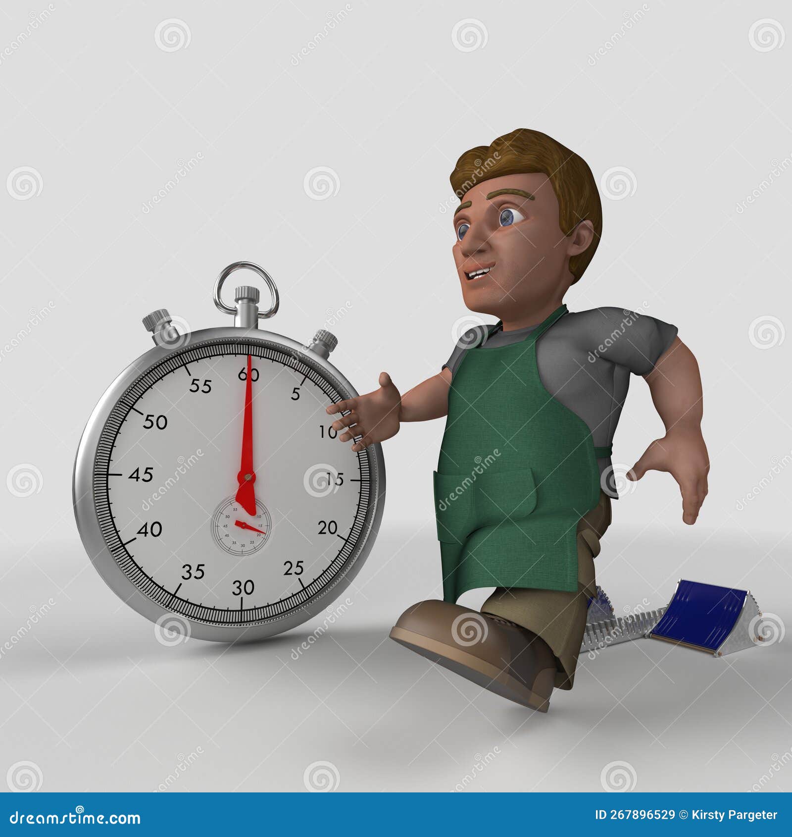 3D Cartoon Shop Keeper Character Stock Illustration - Illustration of ...
