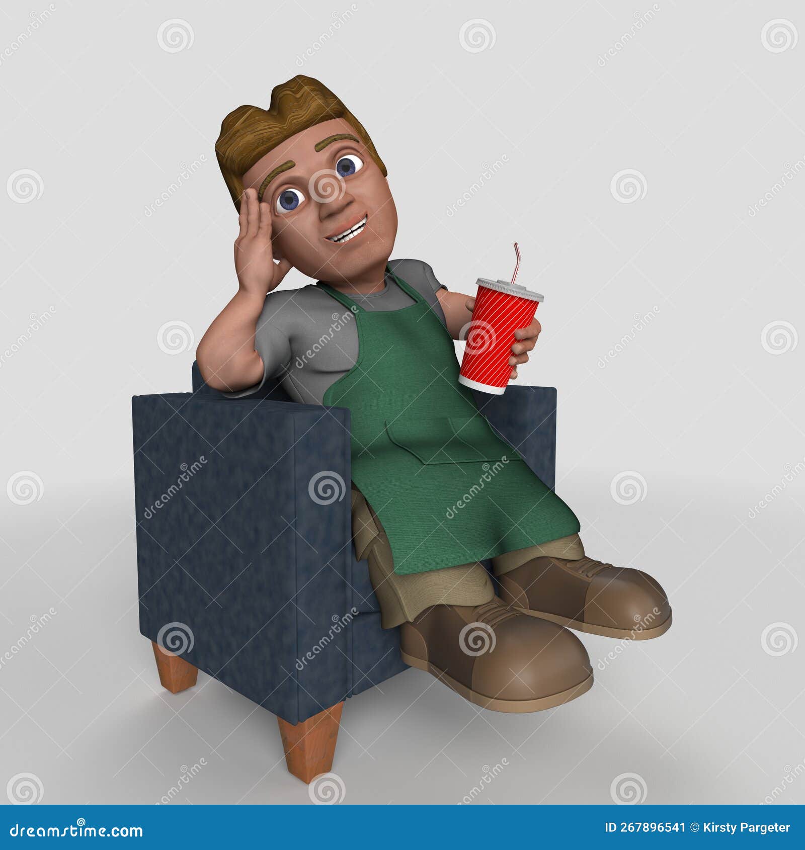 3D Cartoon Shop Keeper Character Stock Illustration - Illustration of ...