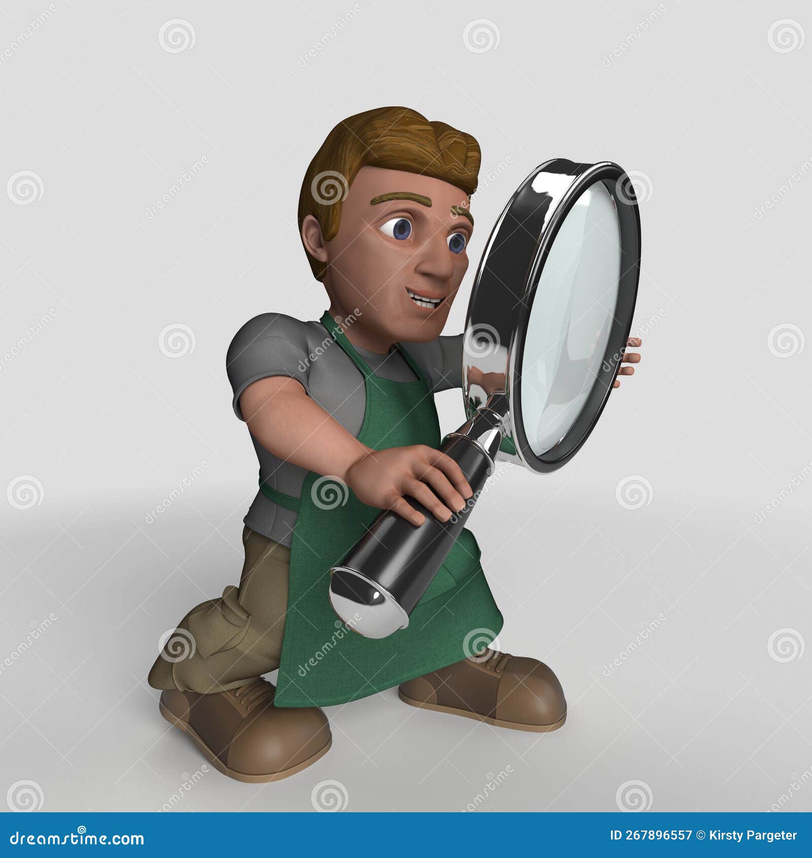 3D Cartoon Shop Keeper Character Stock Illustration - Illustration of ...