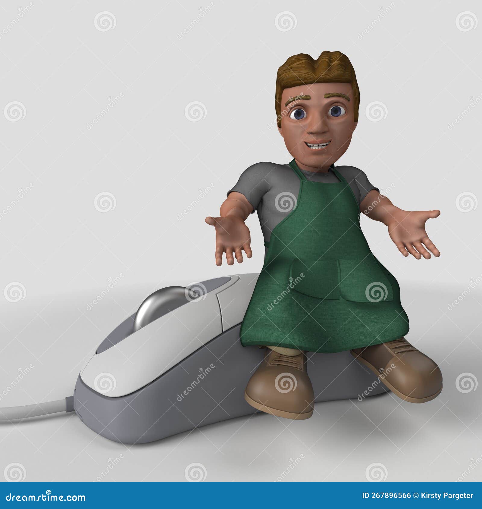 3D Cartoon Shop Keeper Character Stock Illustration - Illustration of ...