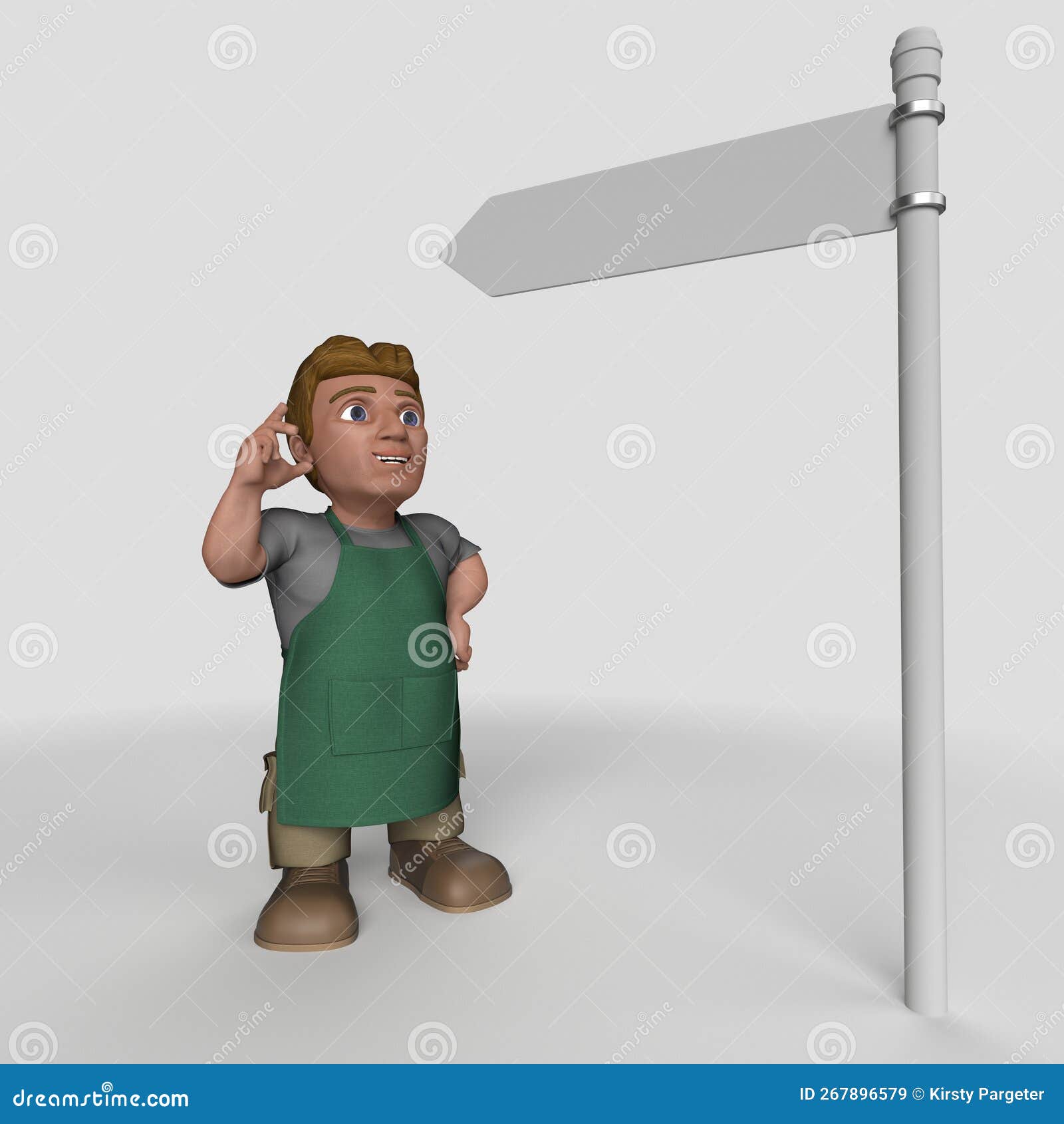 3D Cartoon Shop Keeper Character Stock Illustration - Illustration of ...