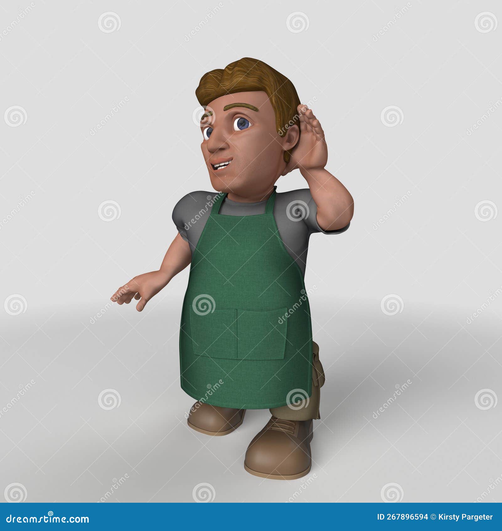 3D Cartoon Shop Keeper Character Stock Illustration - Illustration of ...