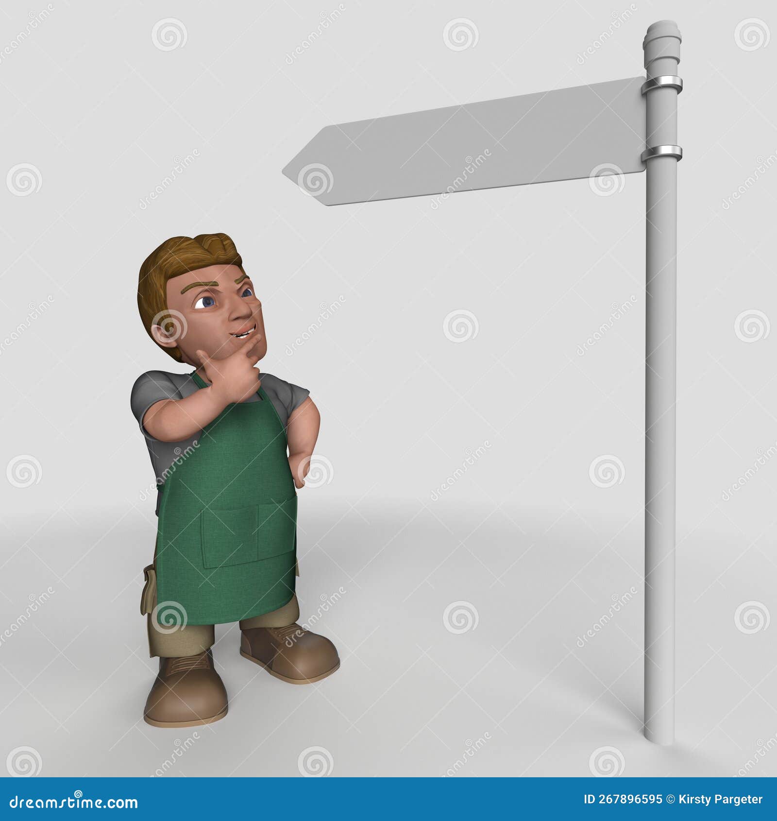 3D Cartoon Shop Keeper Character Stock Illustration - Illustration of ...