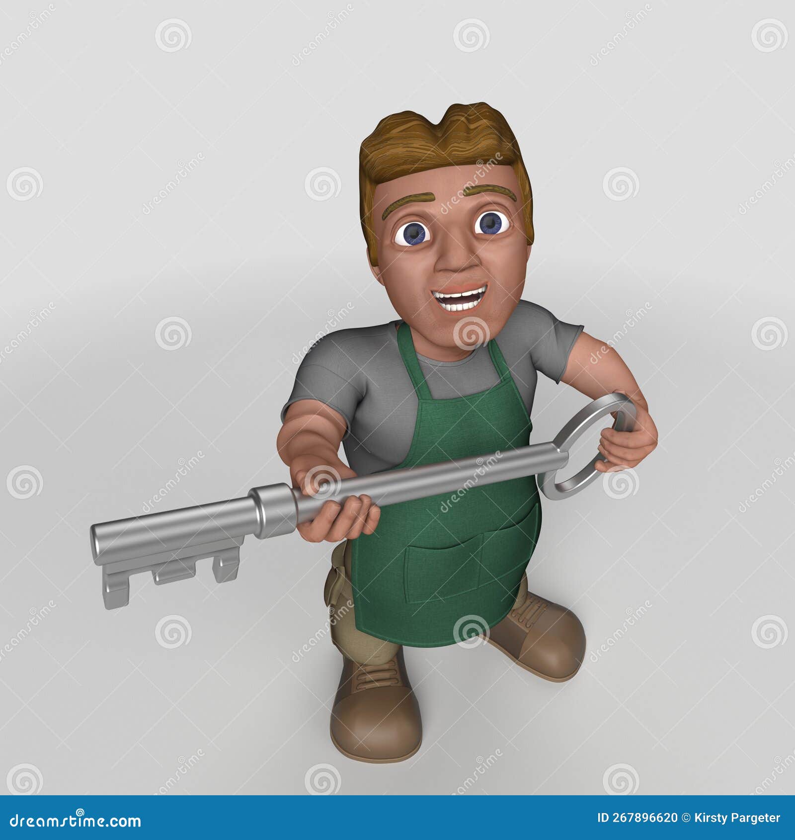 3D Cartoon Shop Keeper Character Stock Illustration - Illustration of ...
