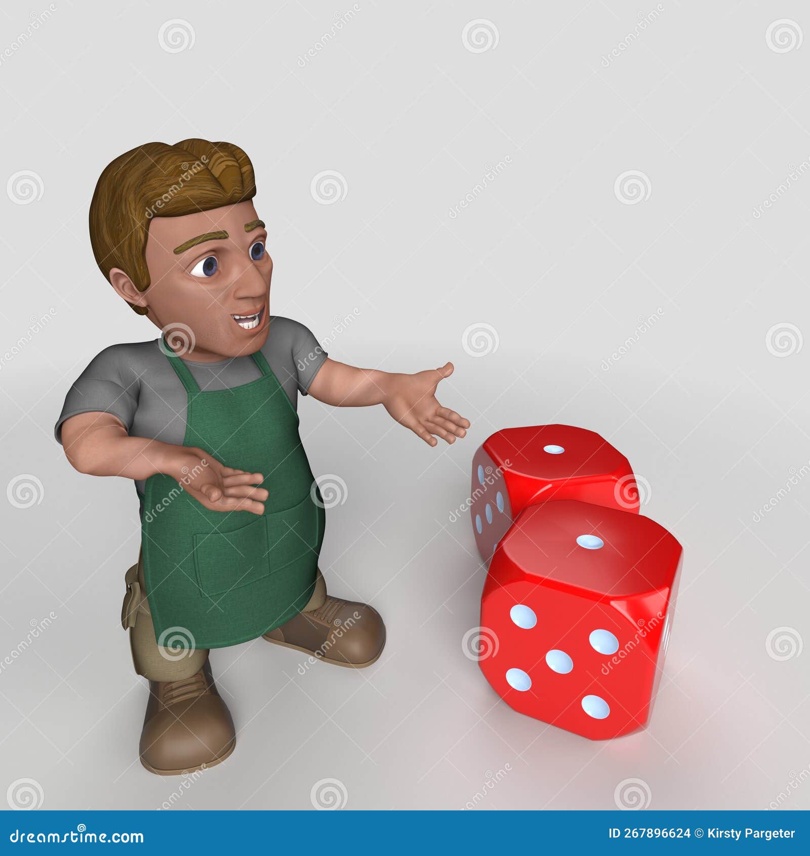 3D Cartoon Shop Keeper Character Stock Illustration - Illustration of ...