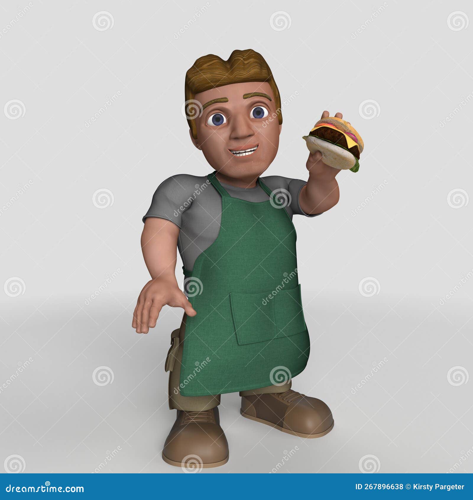 3D Cartoon Shop Keeper Character Stock Illustration - Illustration of ...