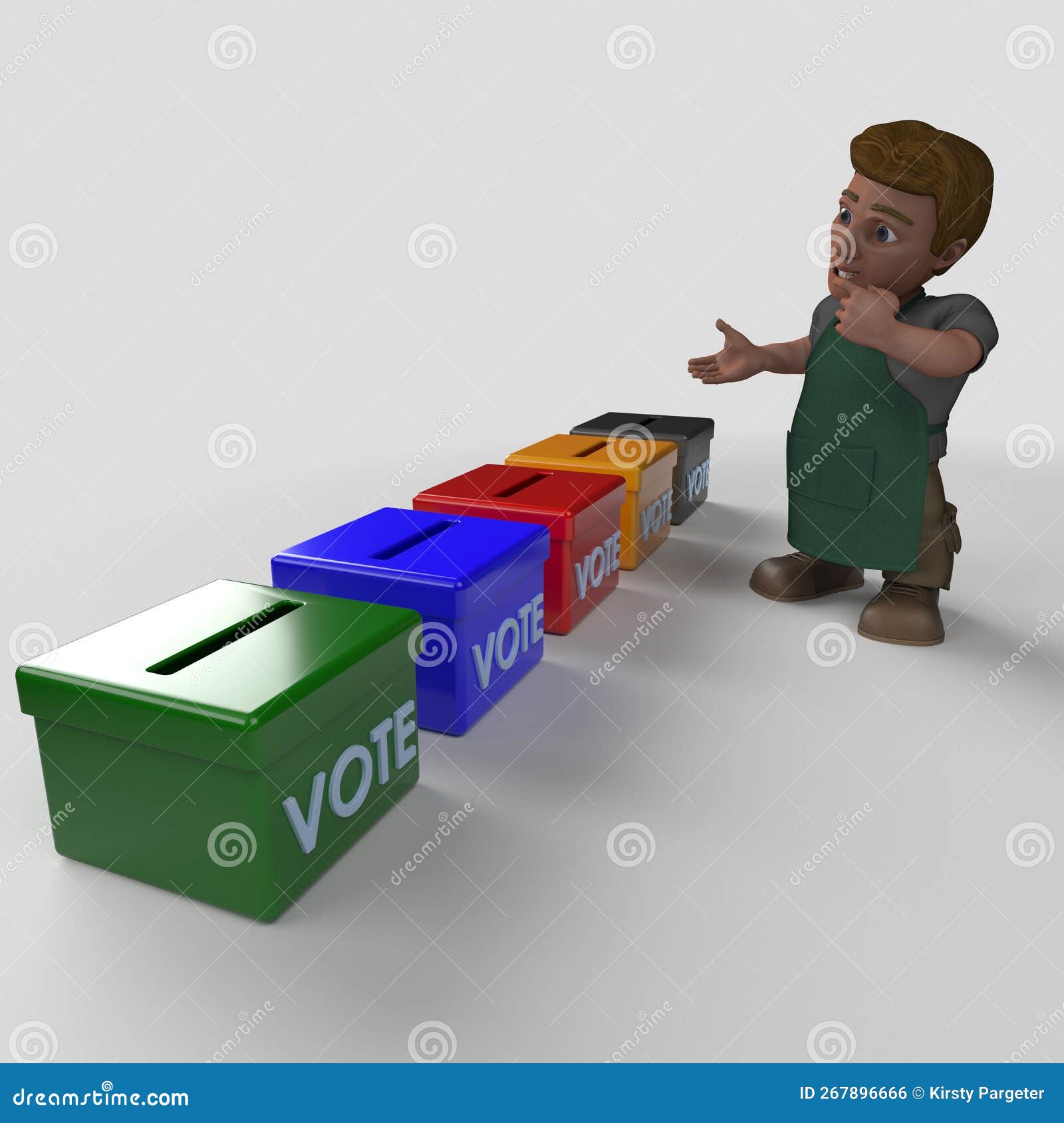 3D Cartoon Shop Keeper Character Stock Illustration - Illustration of ...