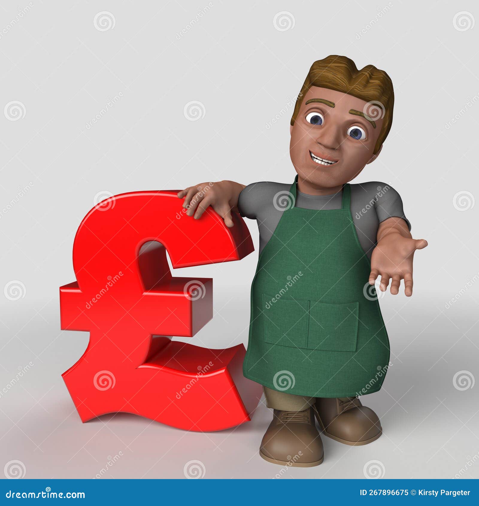 3D Cartoon Shop Keeper Character Stock Illustration - Illustration of ...