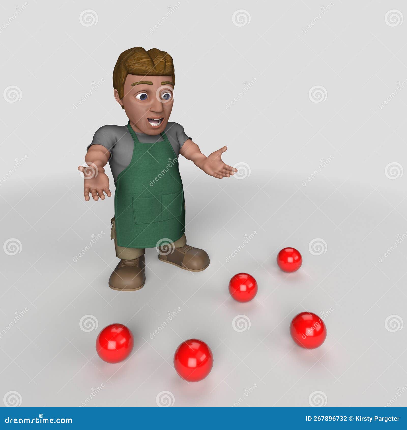 3D Cartoon Shop Keeper Character Stock Illustration - Illustration of ...