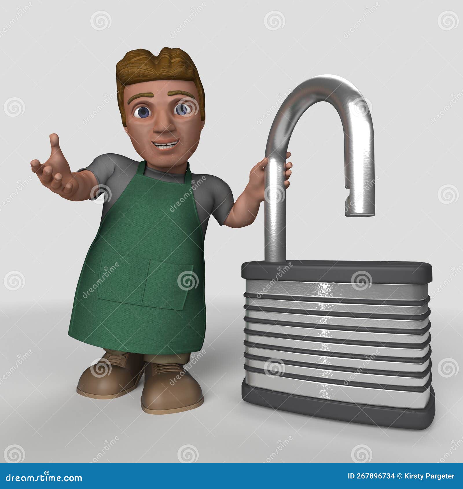 3D Cartoon Shop Keeper Character Stock Illustration - Illustration of ...