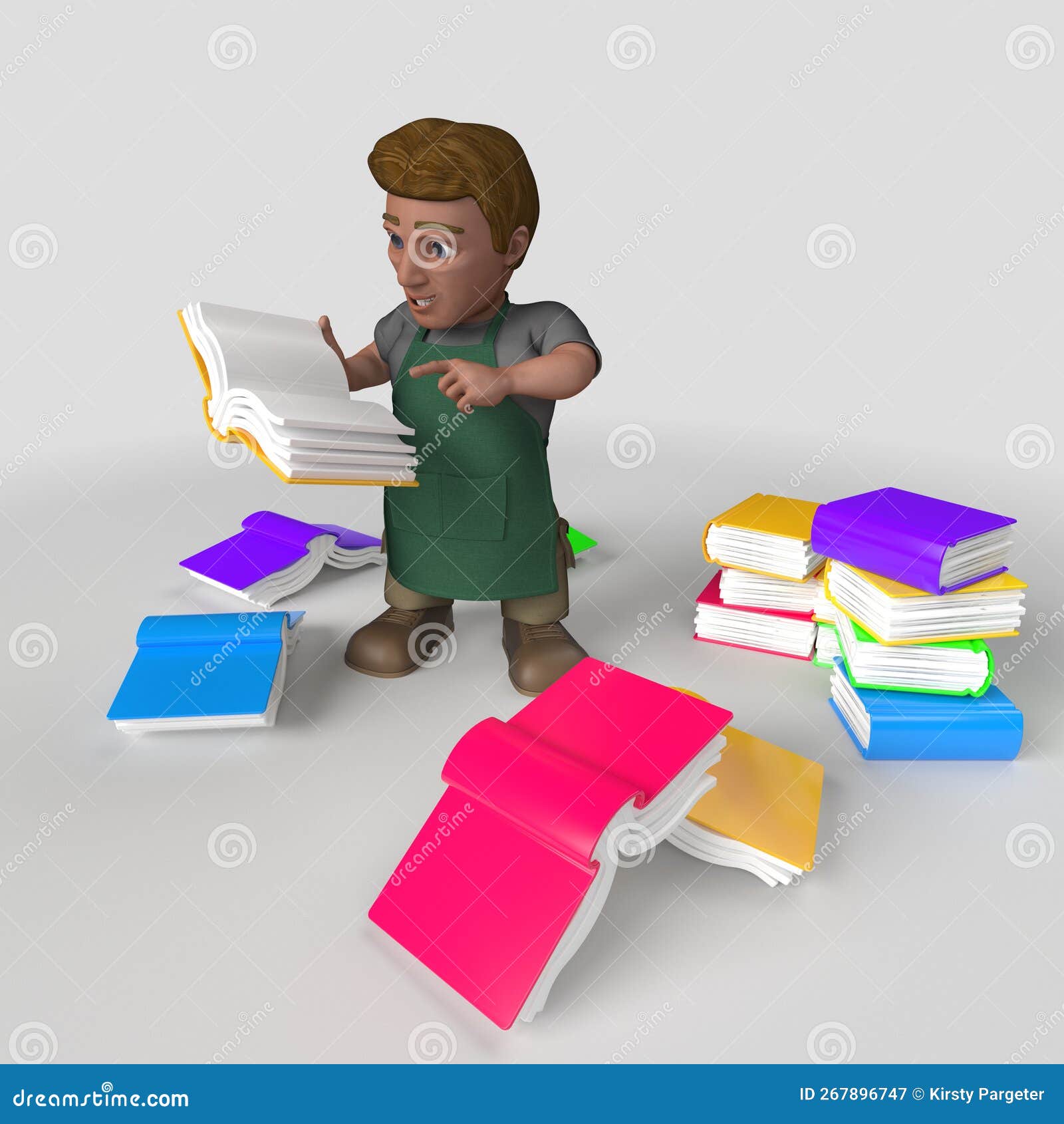 3D Cartoon Shop Keeper Character Stock Illustration - Illustration of ...