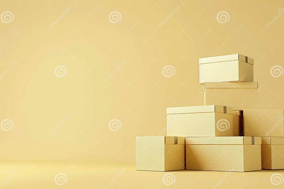 3D Cartoon Stack of Empty Boxes - Minimalist Design for Posters, Cards ...