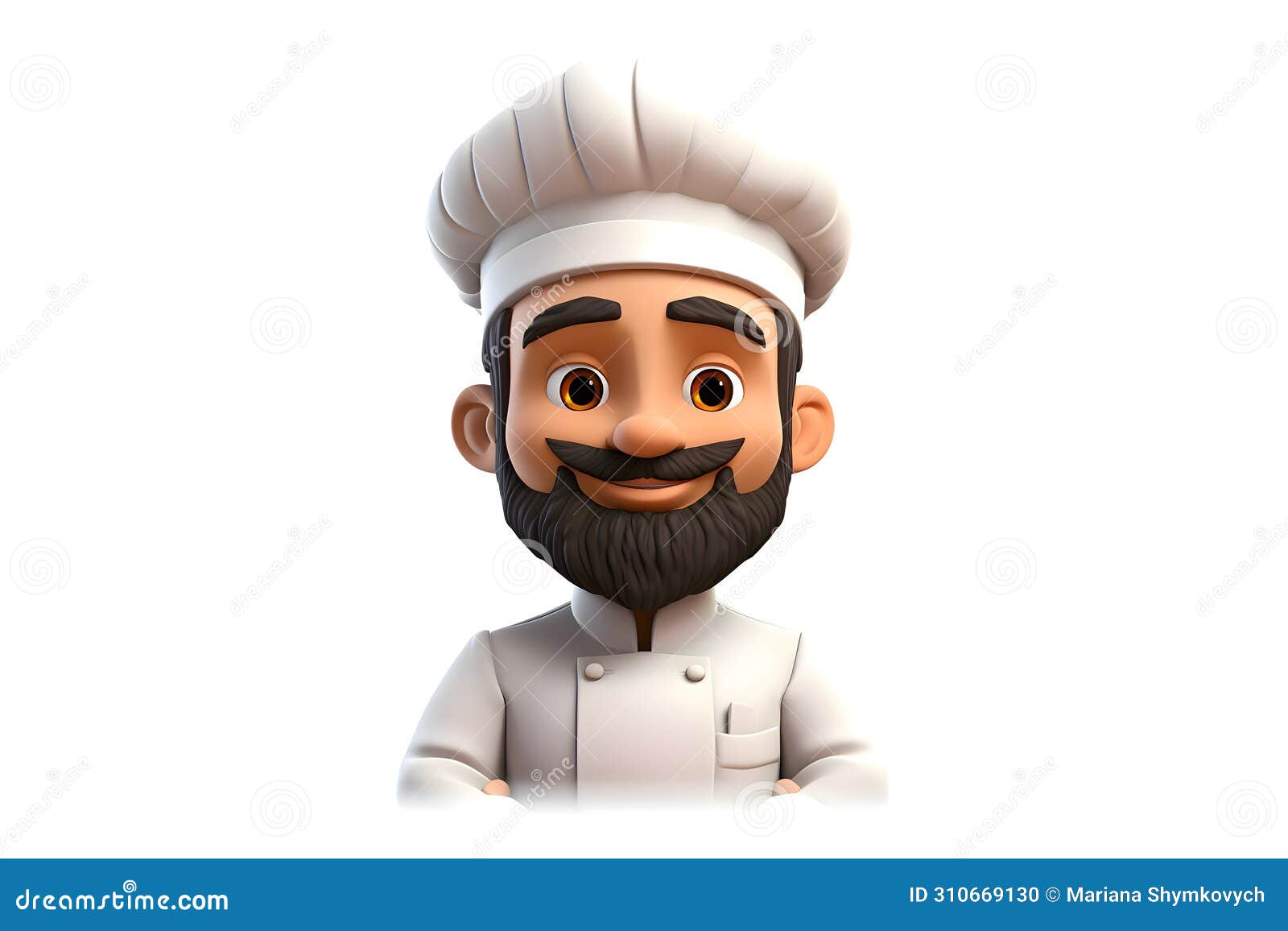 3D Cartoon Style Bearded Chef Isolated on White Background. Stock ...