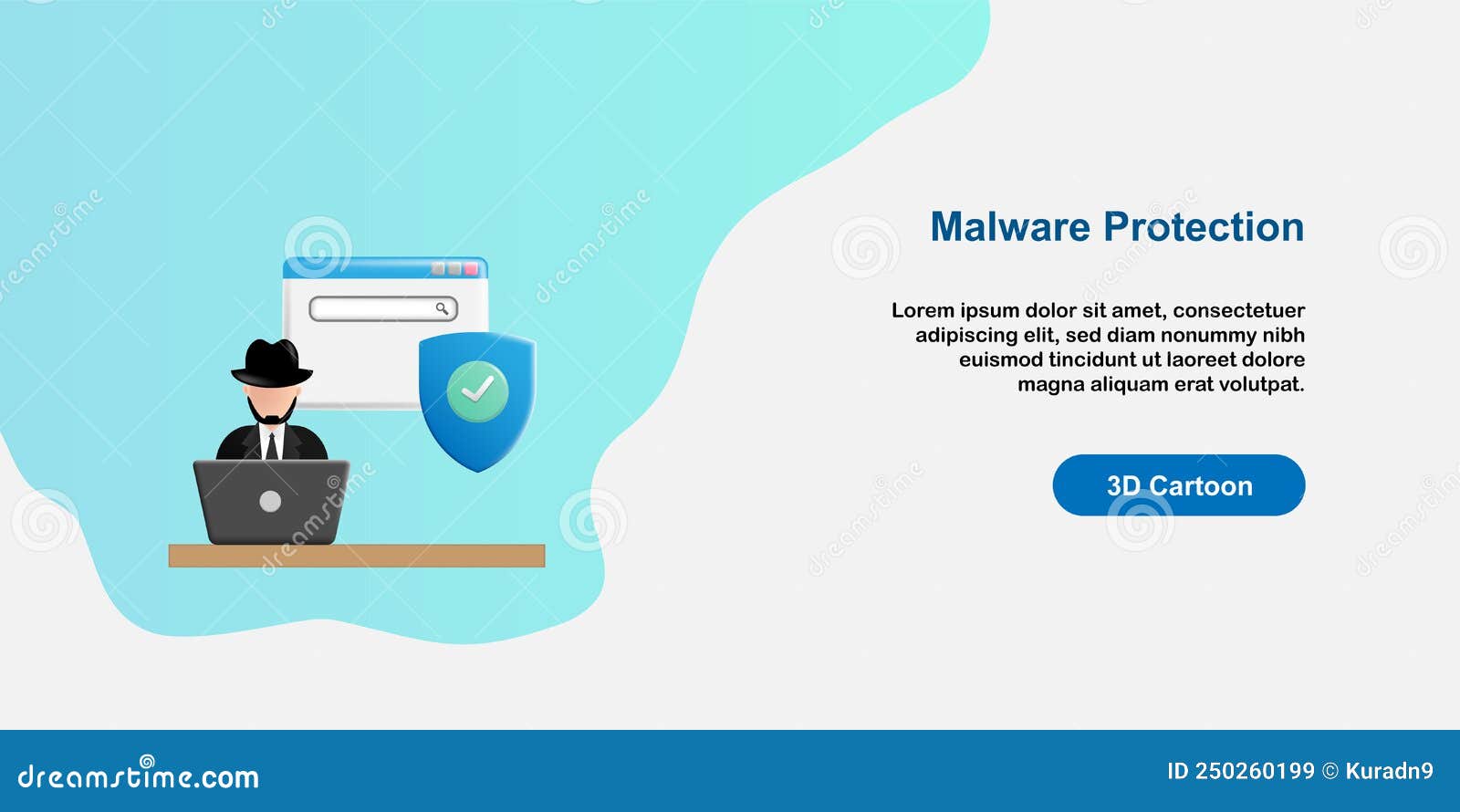 3D Cartoon Style. Malware Protection Concept Stock Vector ...