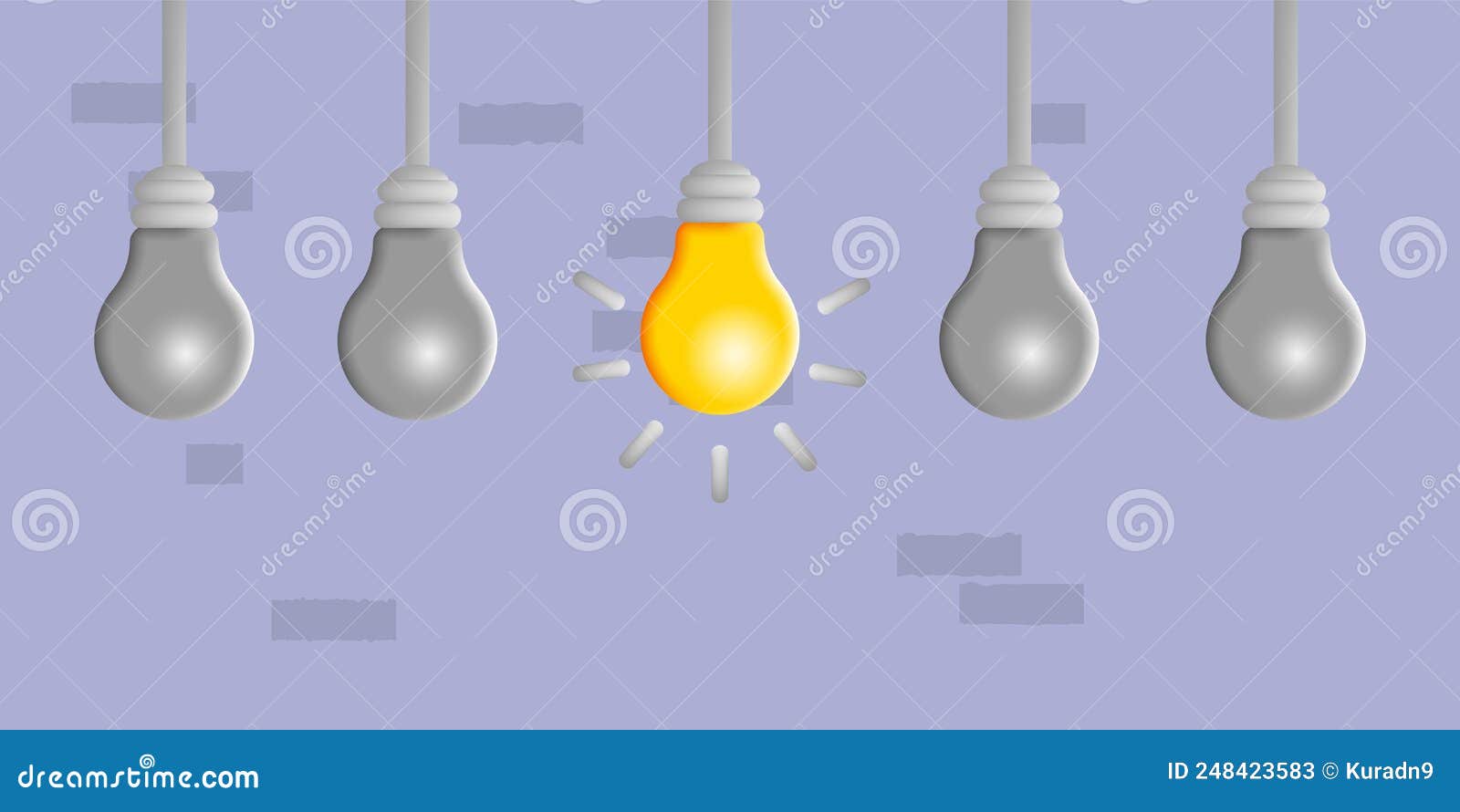 3D Cartoon Style, on and Off Bulb Light Hanging on Ceiling with Brick ...