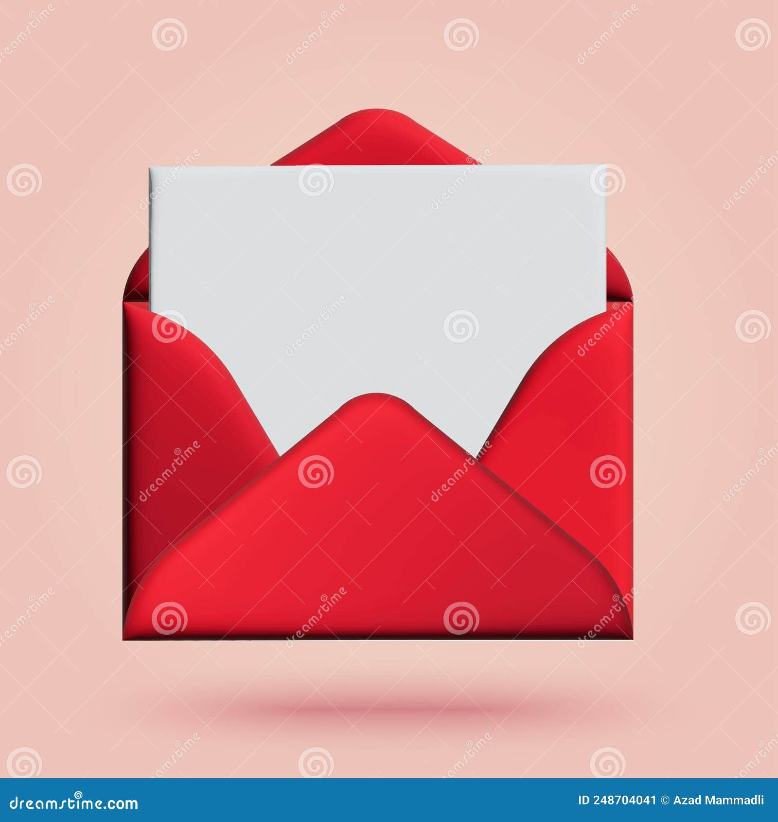 3d Cartoon Style Opened Red Envelope. Vector Stock Vector ...