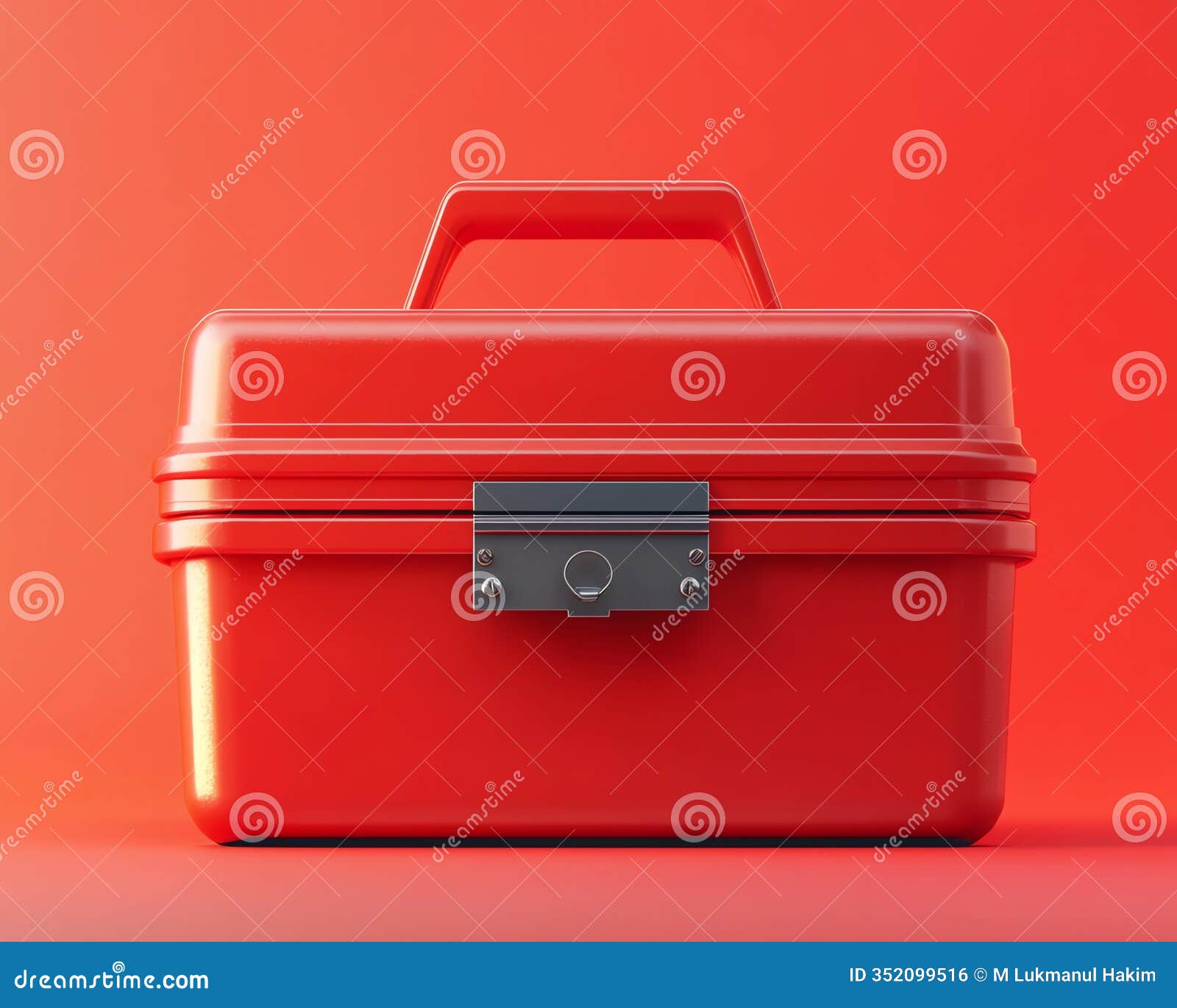3d Cartoon Style Red Metal Toolbox on Dark Background Stock ...