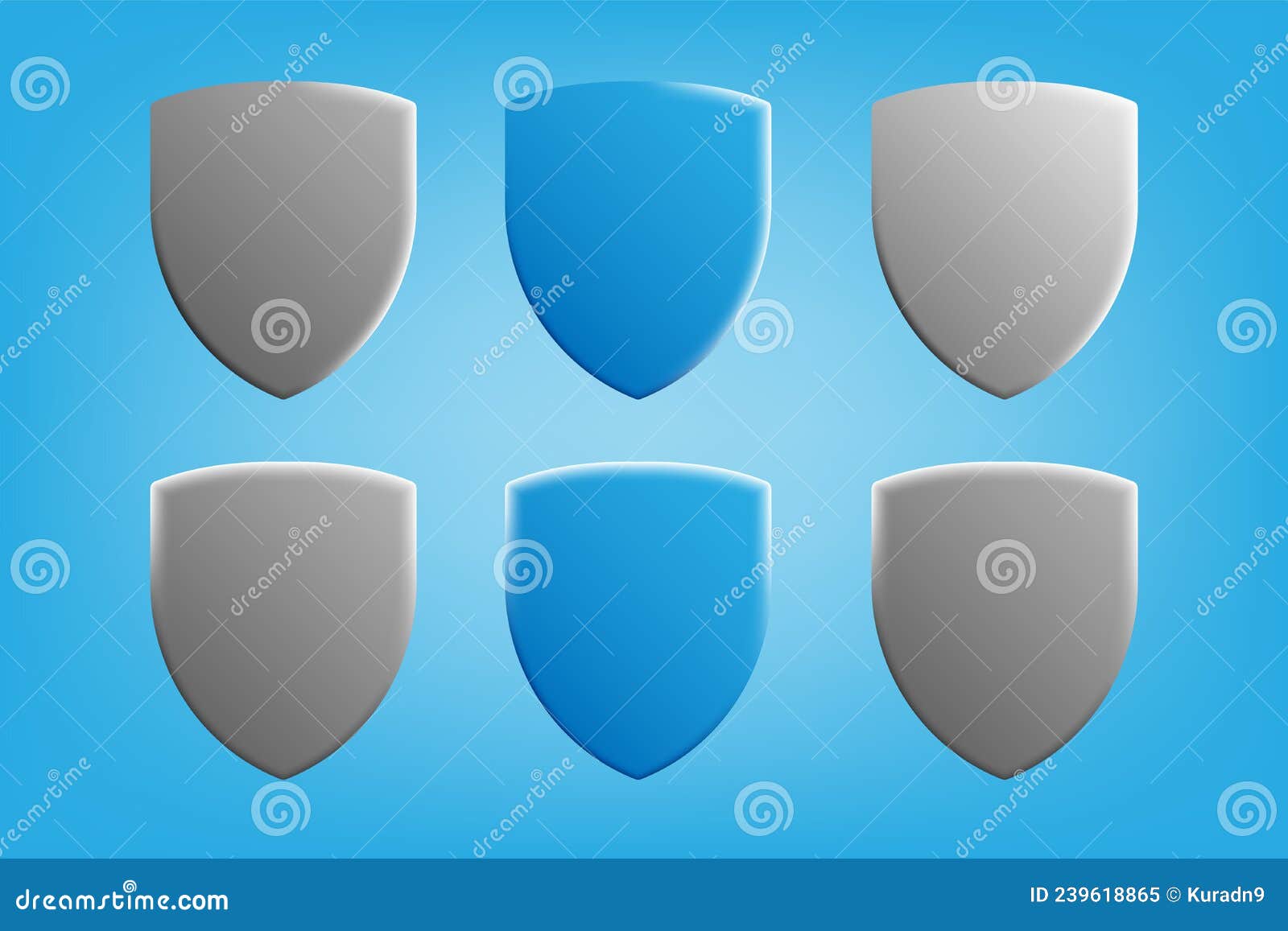 3D Cartoon Style of Shield Guard Protection in Blue Grey Color with ...