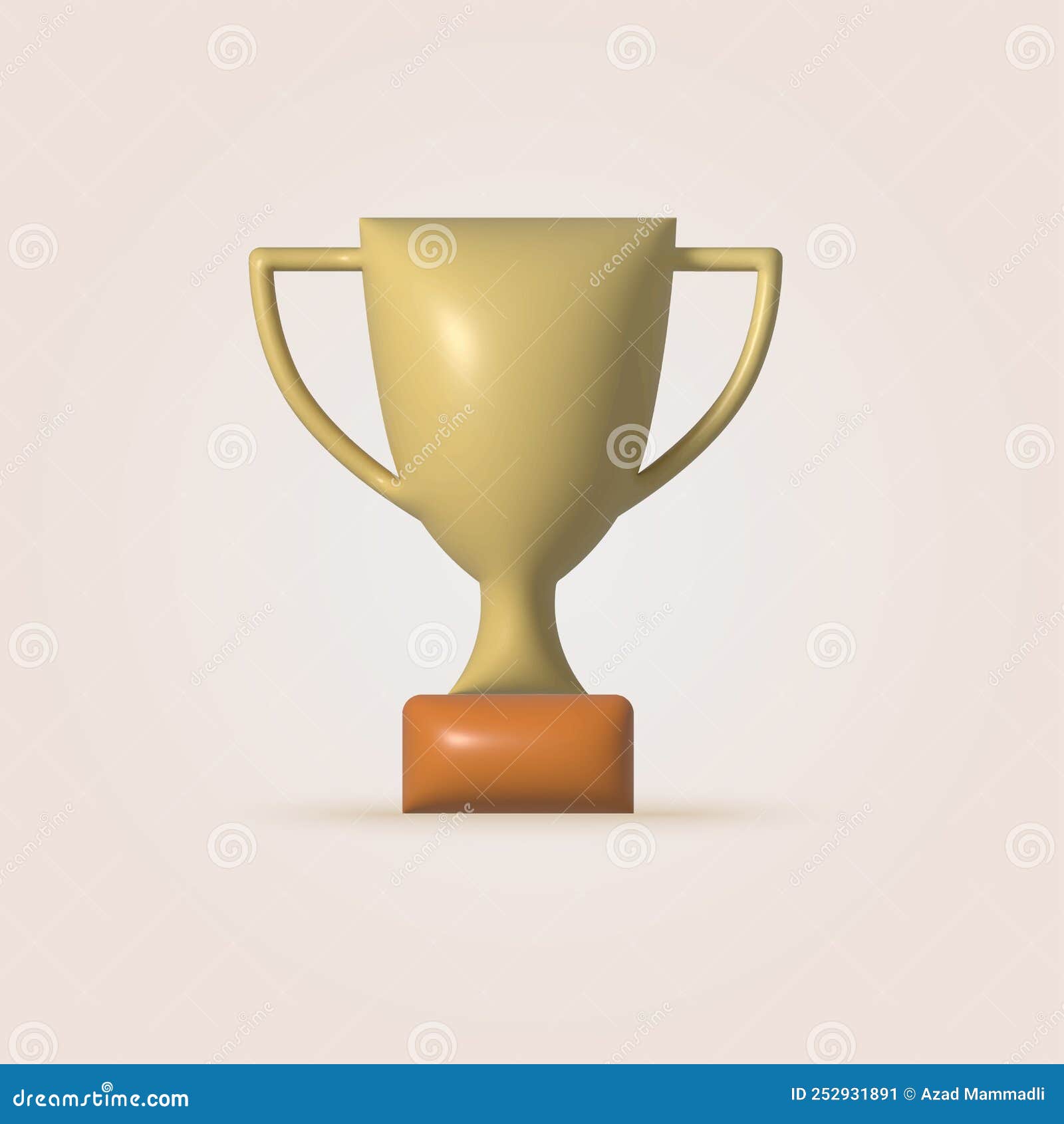 3d Cartoon Style Winner Cup. Vector Stock Vector - Illustration of ...